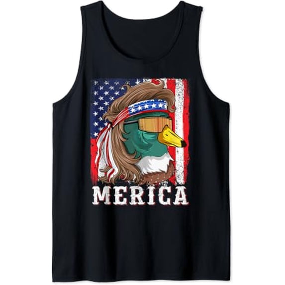 Americana Mallard Duck American Flag Green Head Duck Hunting Tank Top ...