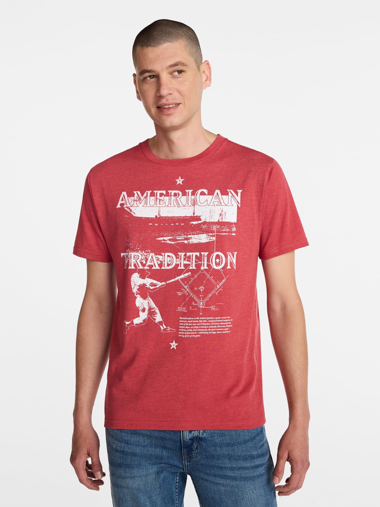Americana Men's and Big Men's AM Tradition Slugger Graphic Tee Shirt ...