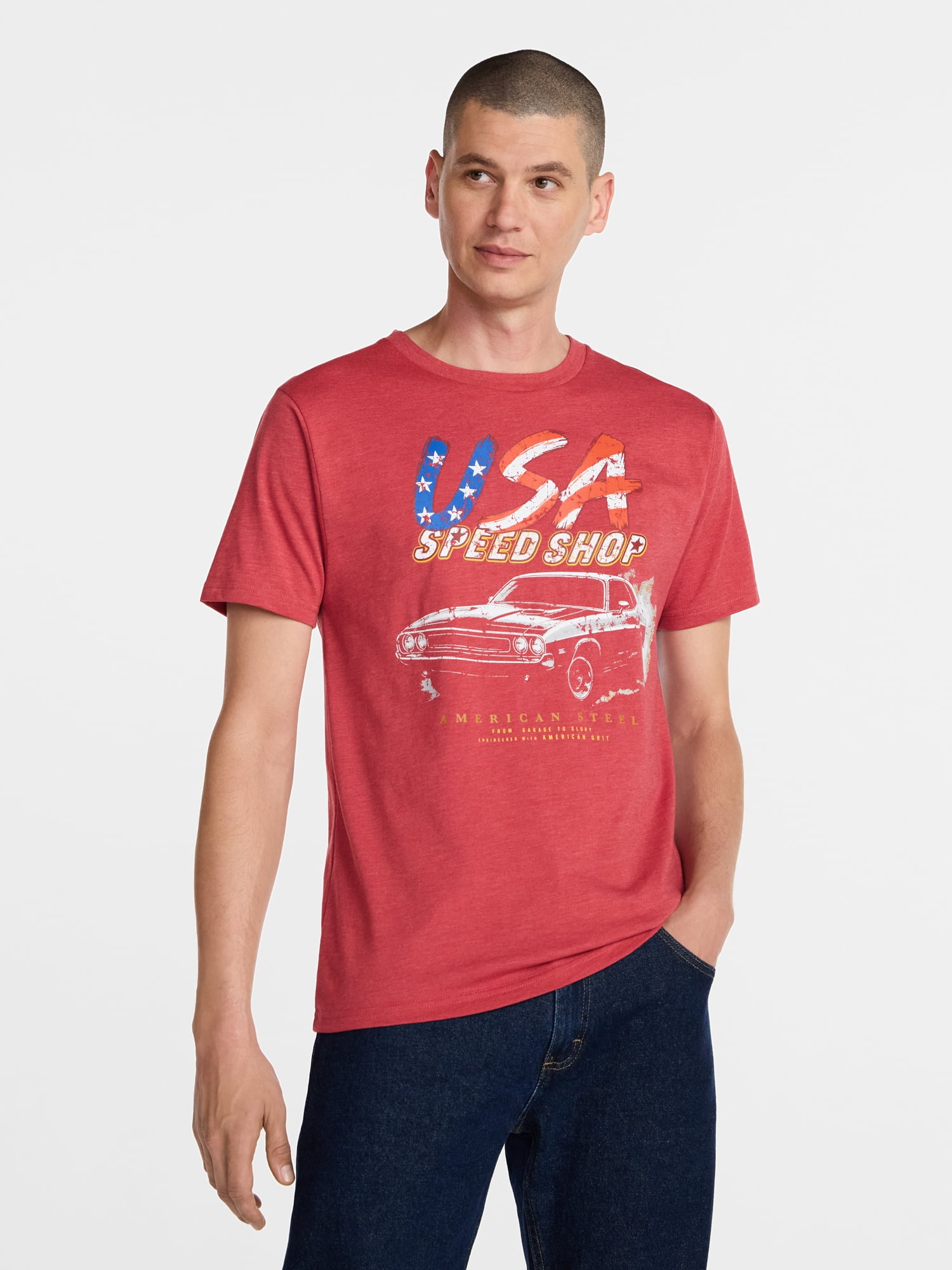 Americana Men's and Big Men's Muscle Car Graphic Tee Shirt from Way to ...