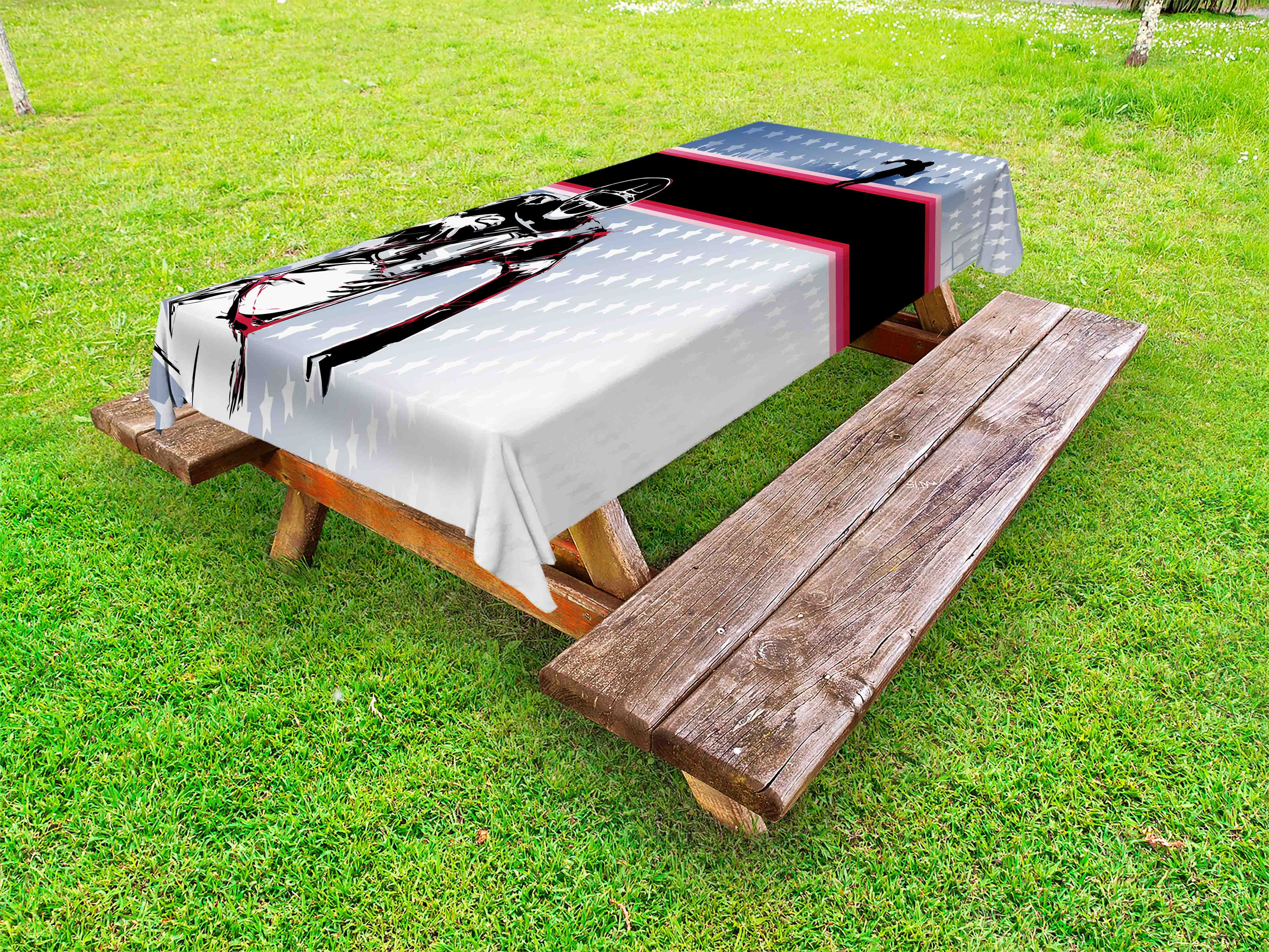 Americana Outdoor Tablecloth, Baseball American Football Player Running ...