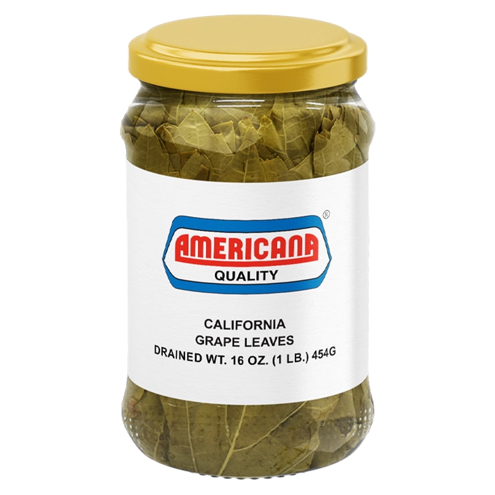 Americana Quality Grape Leaves, Glass Jar, Shelf-Stable, 16 fl oz - 1LB ...