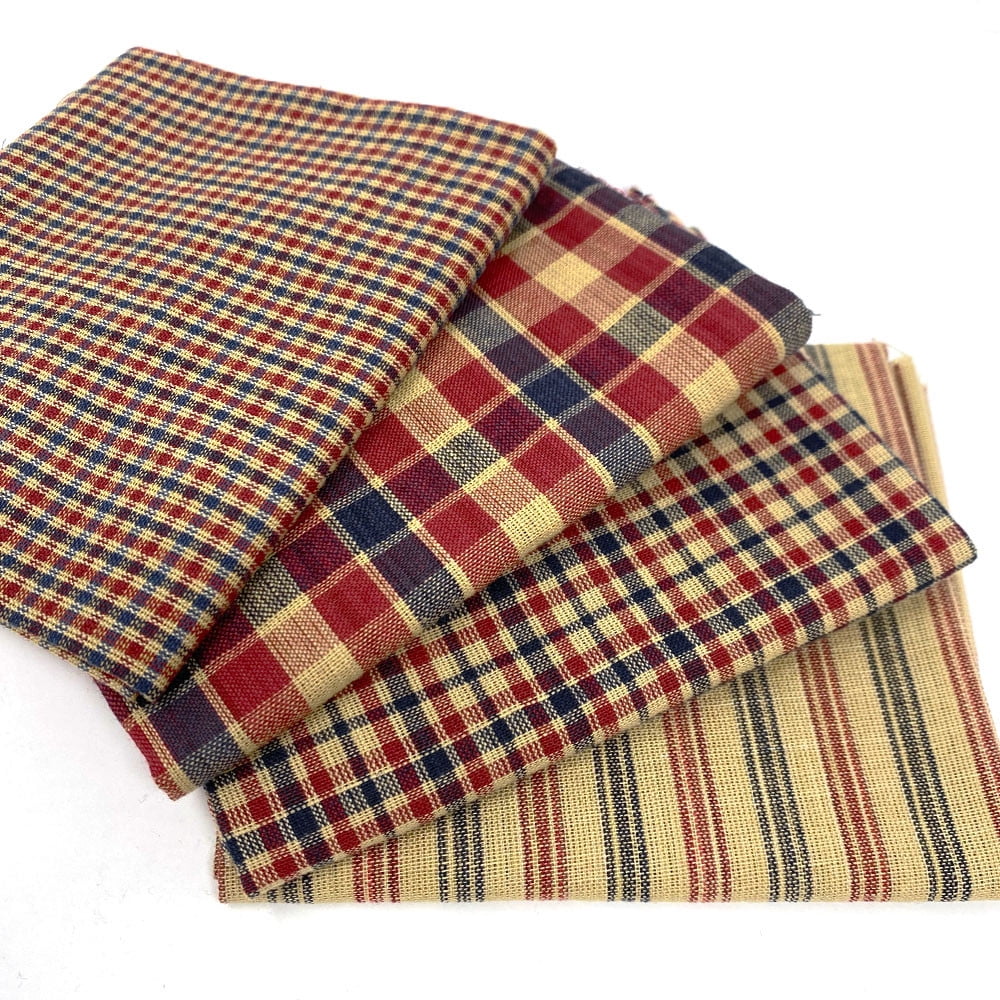 Americana Red & Navy Blue Assorted Plaid Gingham Homespun Cotton Fabric ...