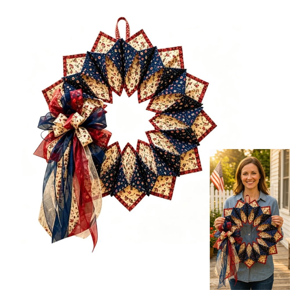 Americana Red White Blue Starburst Wreath 11.8in, 250th USA Anniversary ...