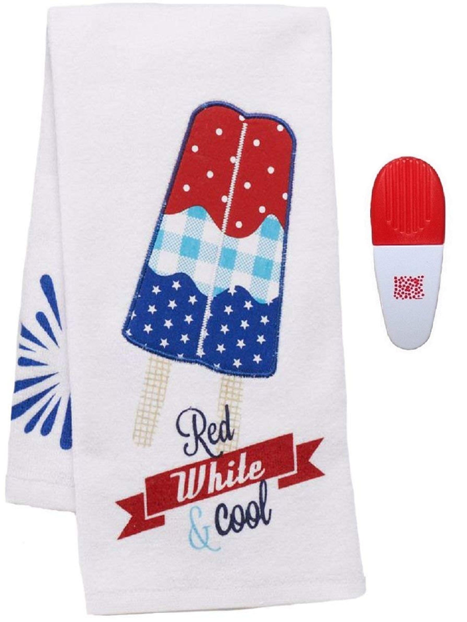 Americana Red, White & Cool Popsicle Kitchen Towel & Chip Clip Gift ...