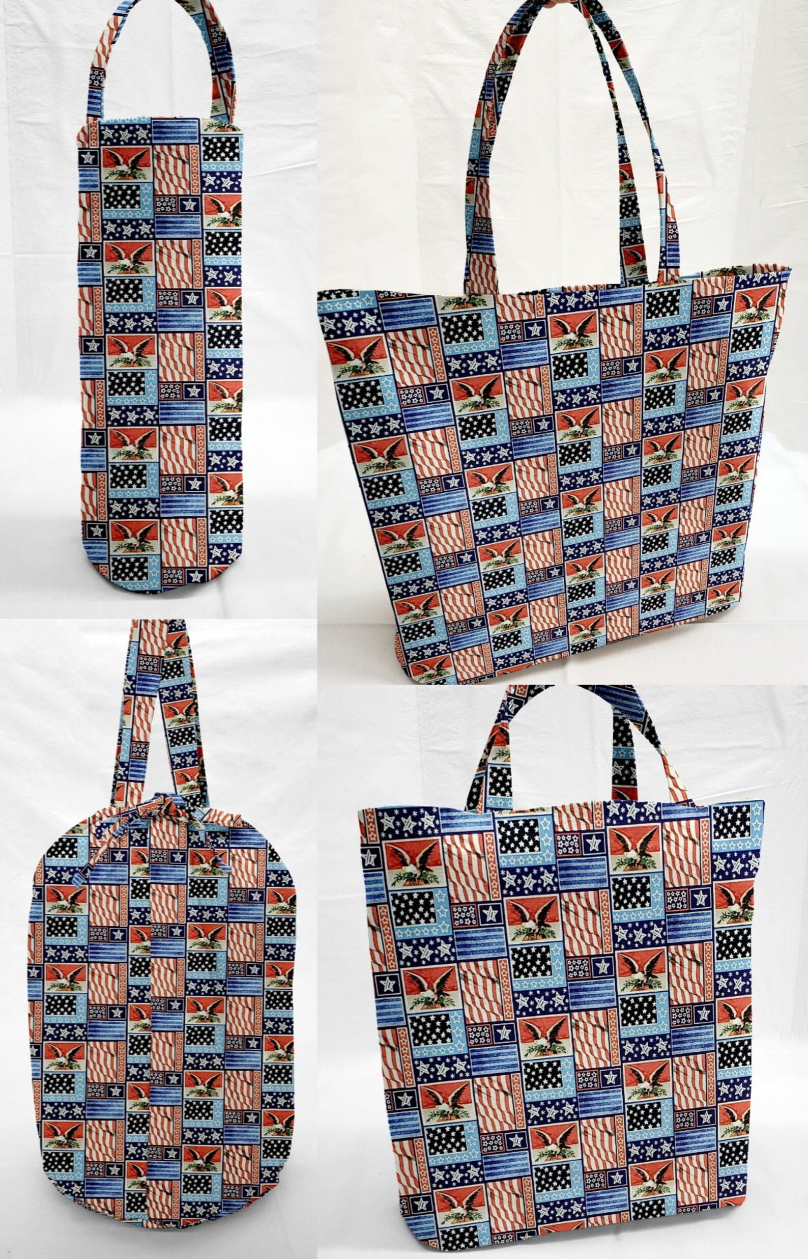 Americana Reusable Fabric Gift Bags and/or Tote Bags (Large Oval Tote ...