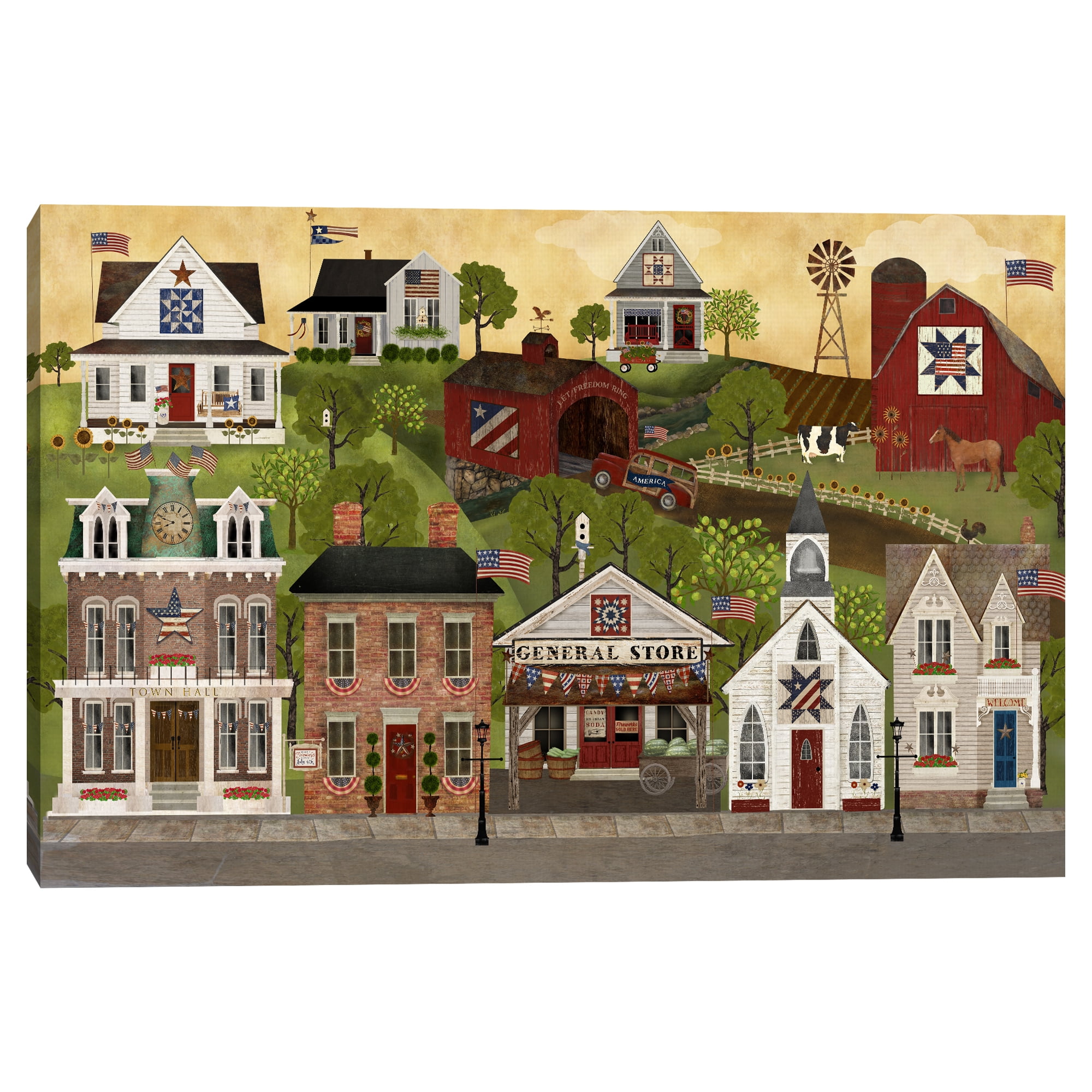 Americana Small Town by Beth Albert Canvas Art Print - Walmart.com