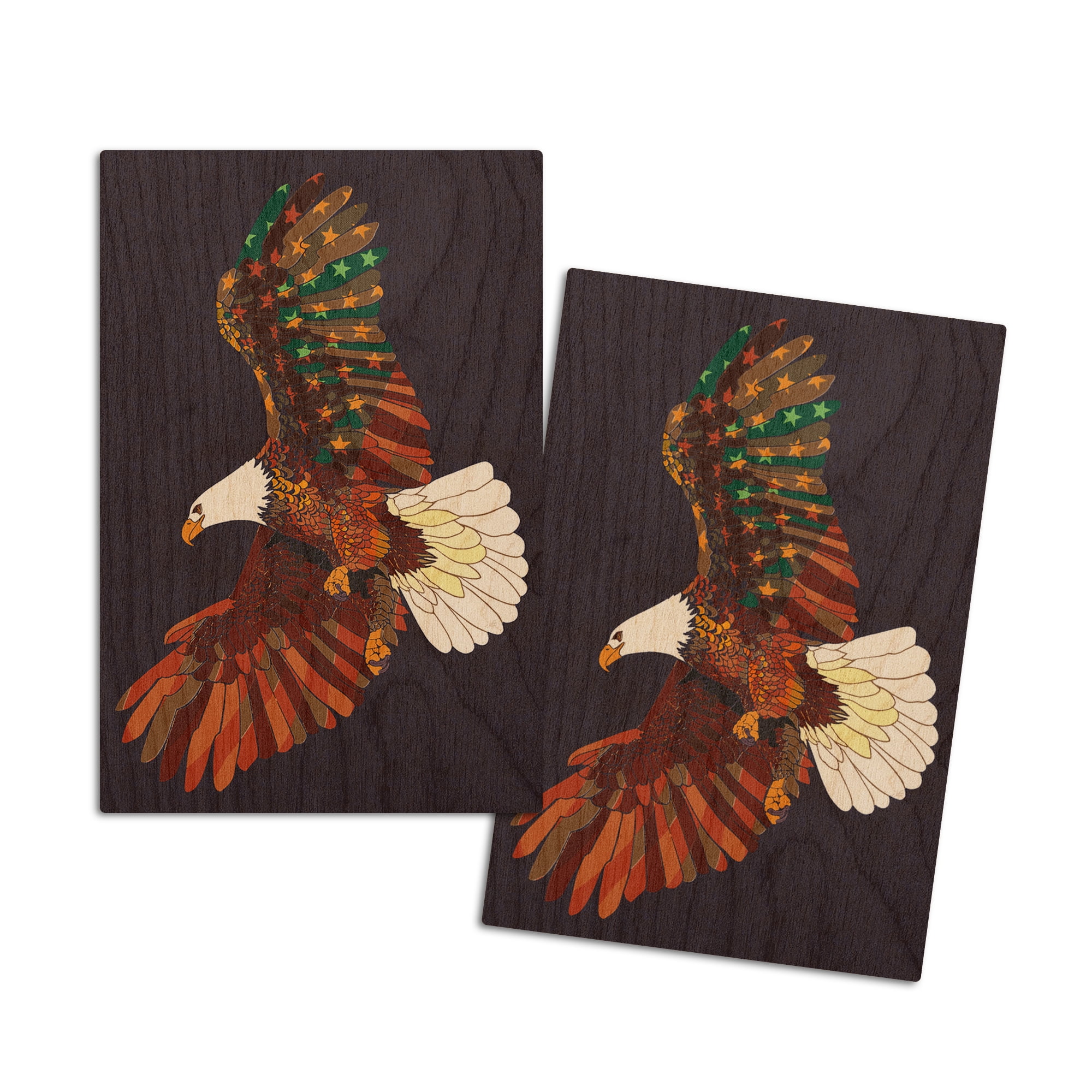 Americana, Soaring Eagle (4x6 Birch Wood Postcards, 2-Pack Stationary ...