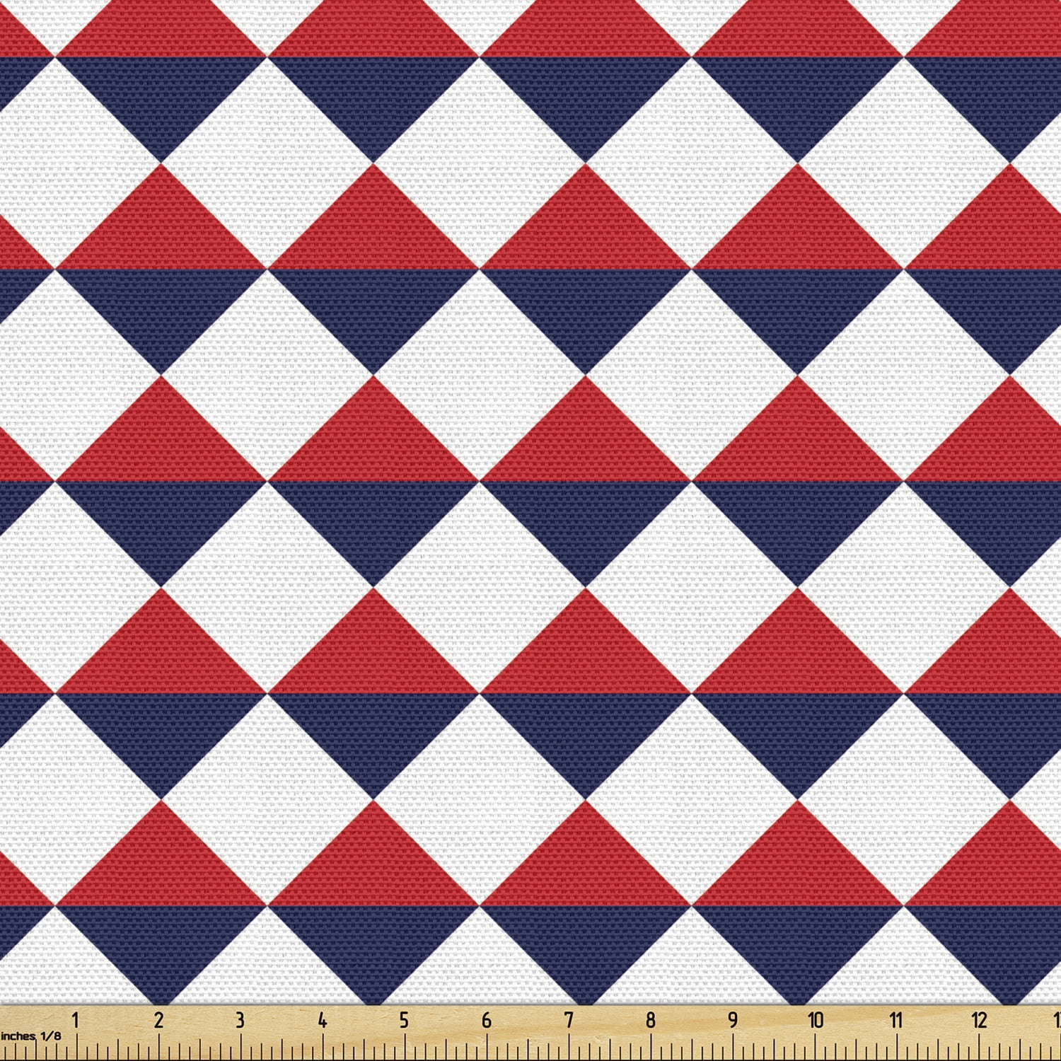 Ambesonne Americana Fabric by the Yard Upholstery, Red Half Triangles ...