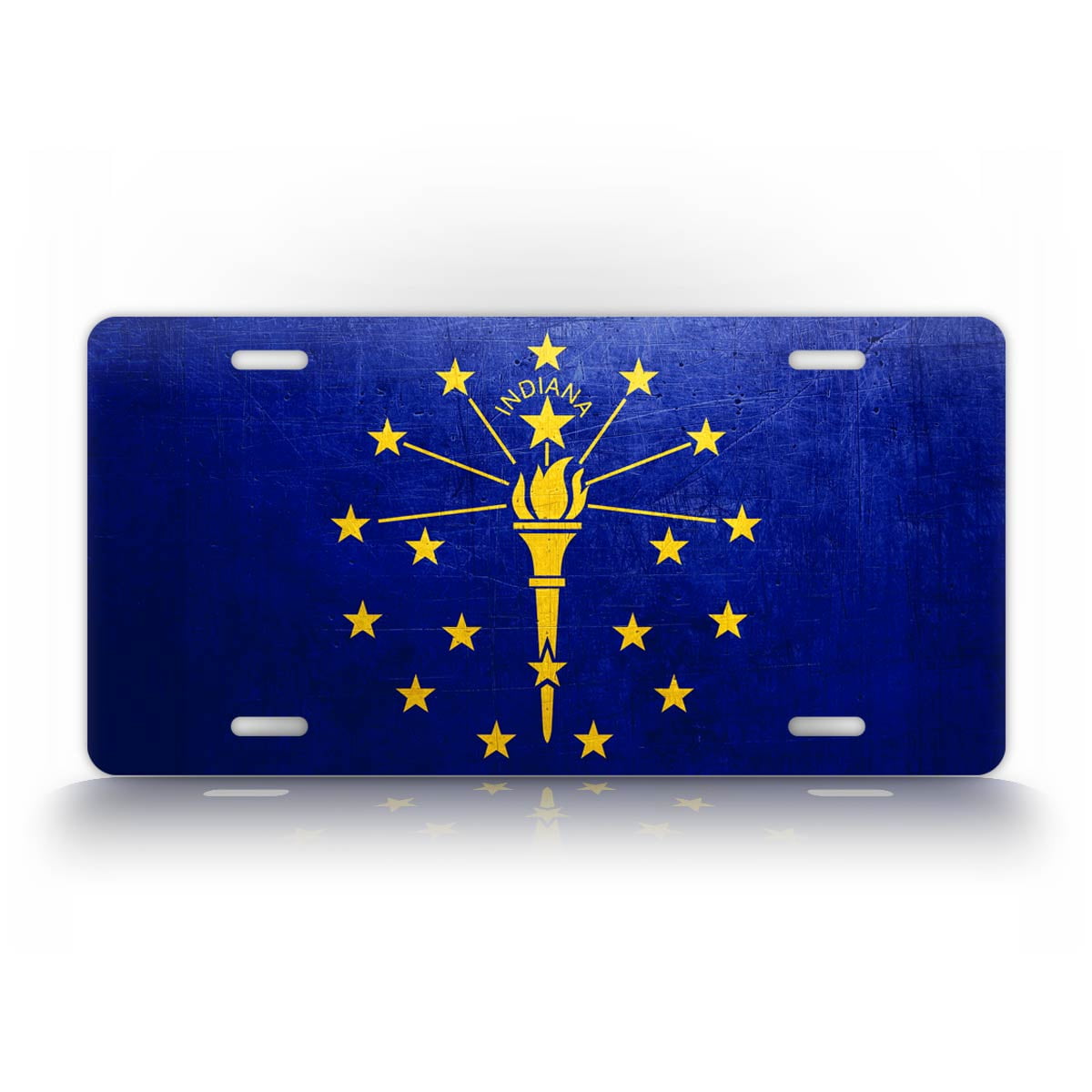 Americana Weathered Metal Indiana State Flag License Plate Antique IN ...
