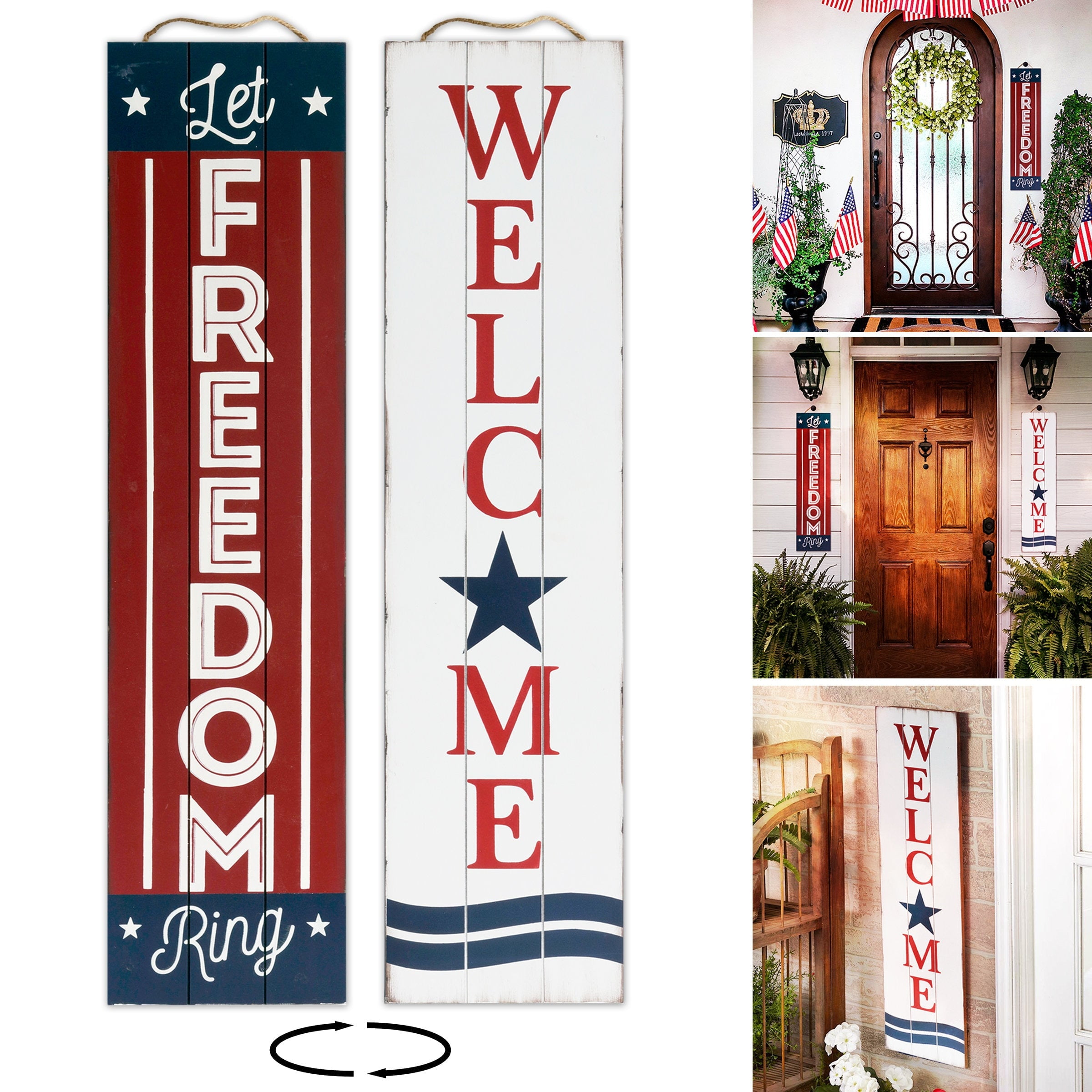 Americana Welcome Sign for Front Door| Memorial Decorations for Outdoor ...