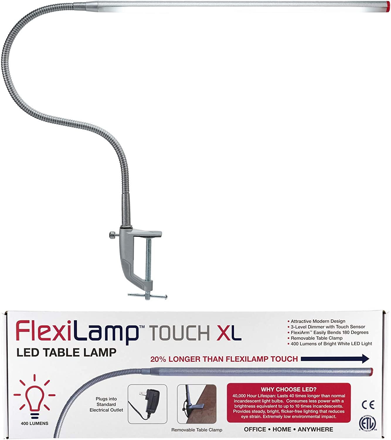Americanails FlexiLamp Touch XL - LED Table Desk Lamp - Removable Clamp ...