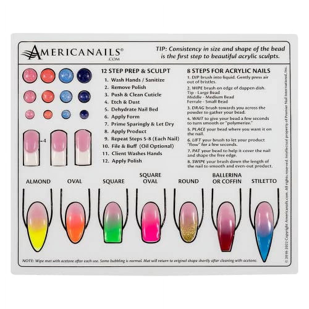 Americanails Mini Acrylic Nail Training Mat - Silicone Trainer Sheet ...