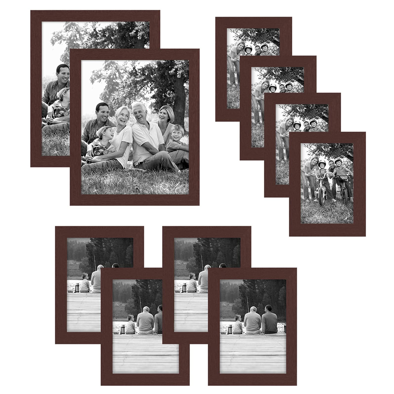 Americanflat 10 Piece Mahogany Gallery Wall Picture Frame Set in Sizes ...