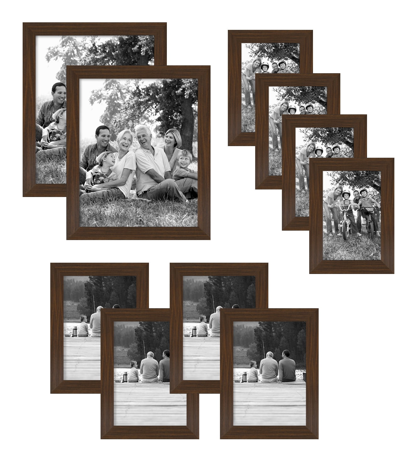 Americanflat 10 Piece Walnut Gallery Wall Picture Frame Set with 8x10 ...