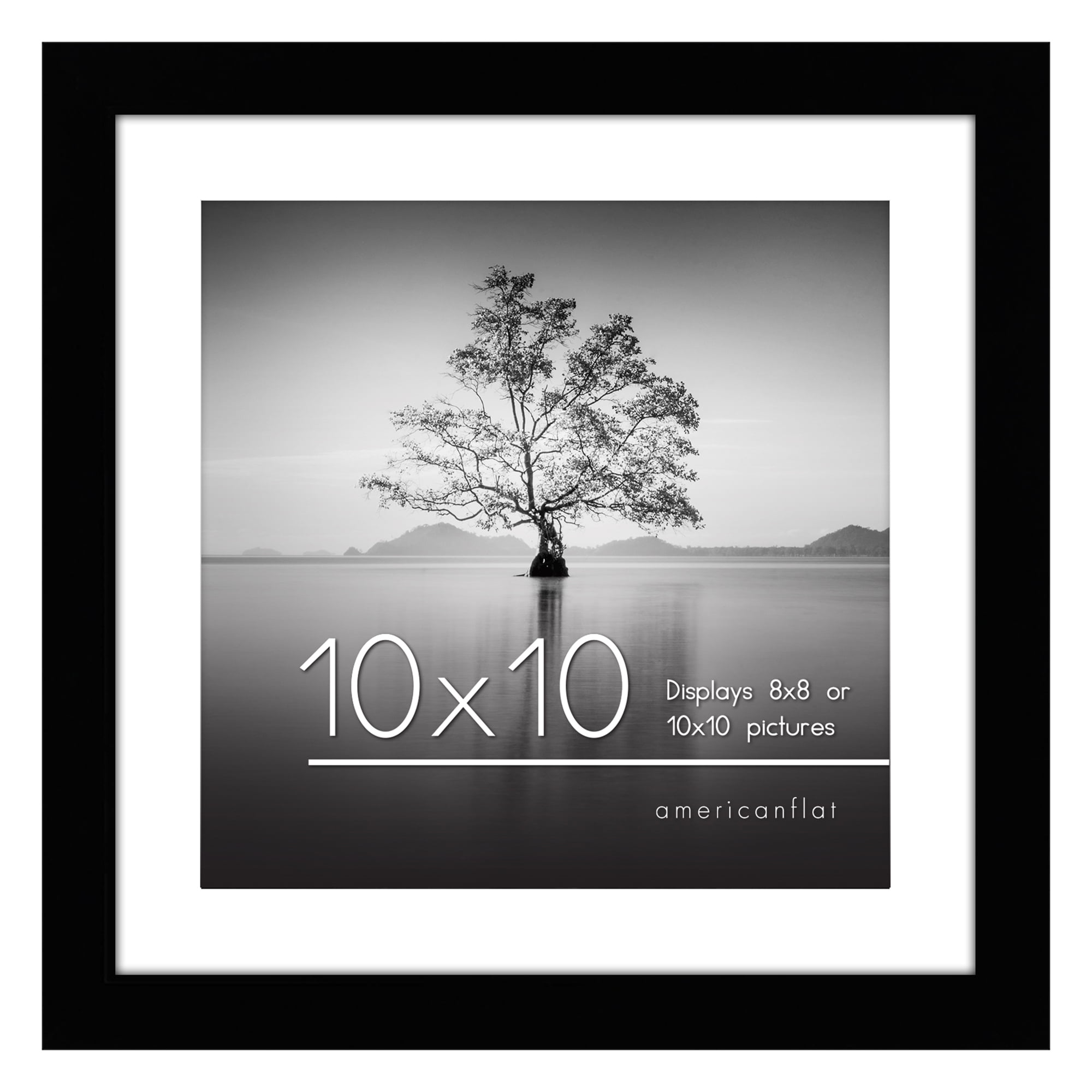 Americanflat 10x10 Picture Frame in Black - Displays 8x8 With Mat and ...