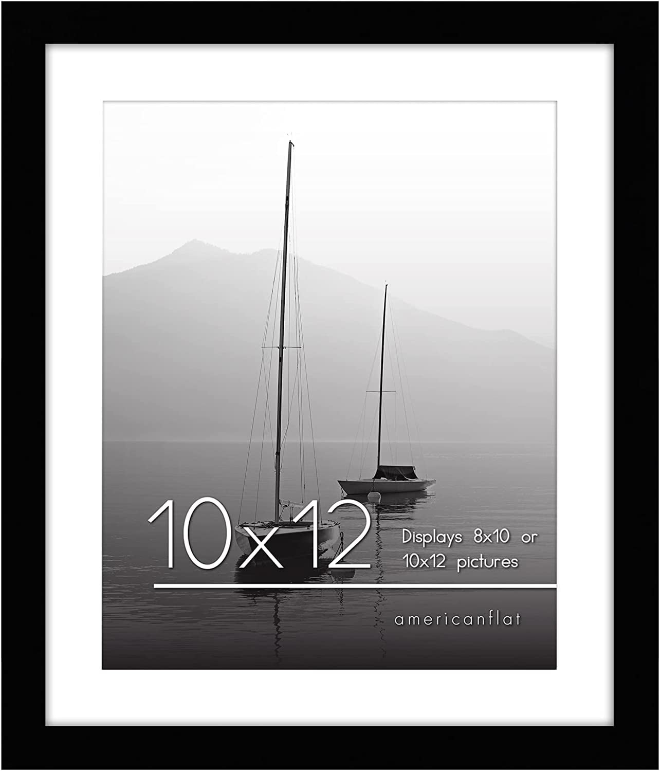 Americanflat 10x12 Picture Frame in Black - Displays 8x10 With Mat and ...
