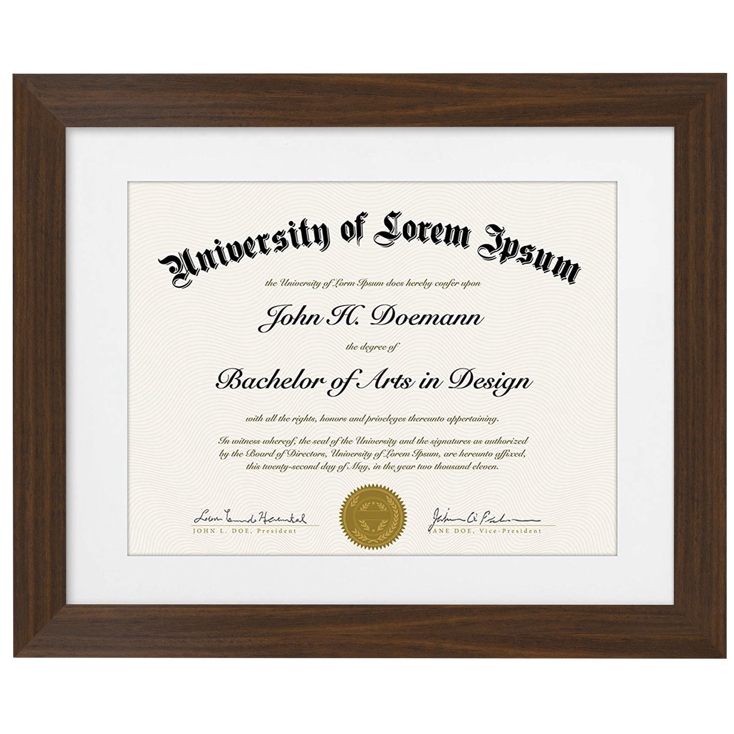 Americanflat 11x14 Diploma Frame with Mat for 8.5x11, MDF wood and ...