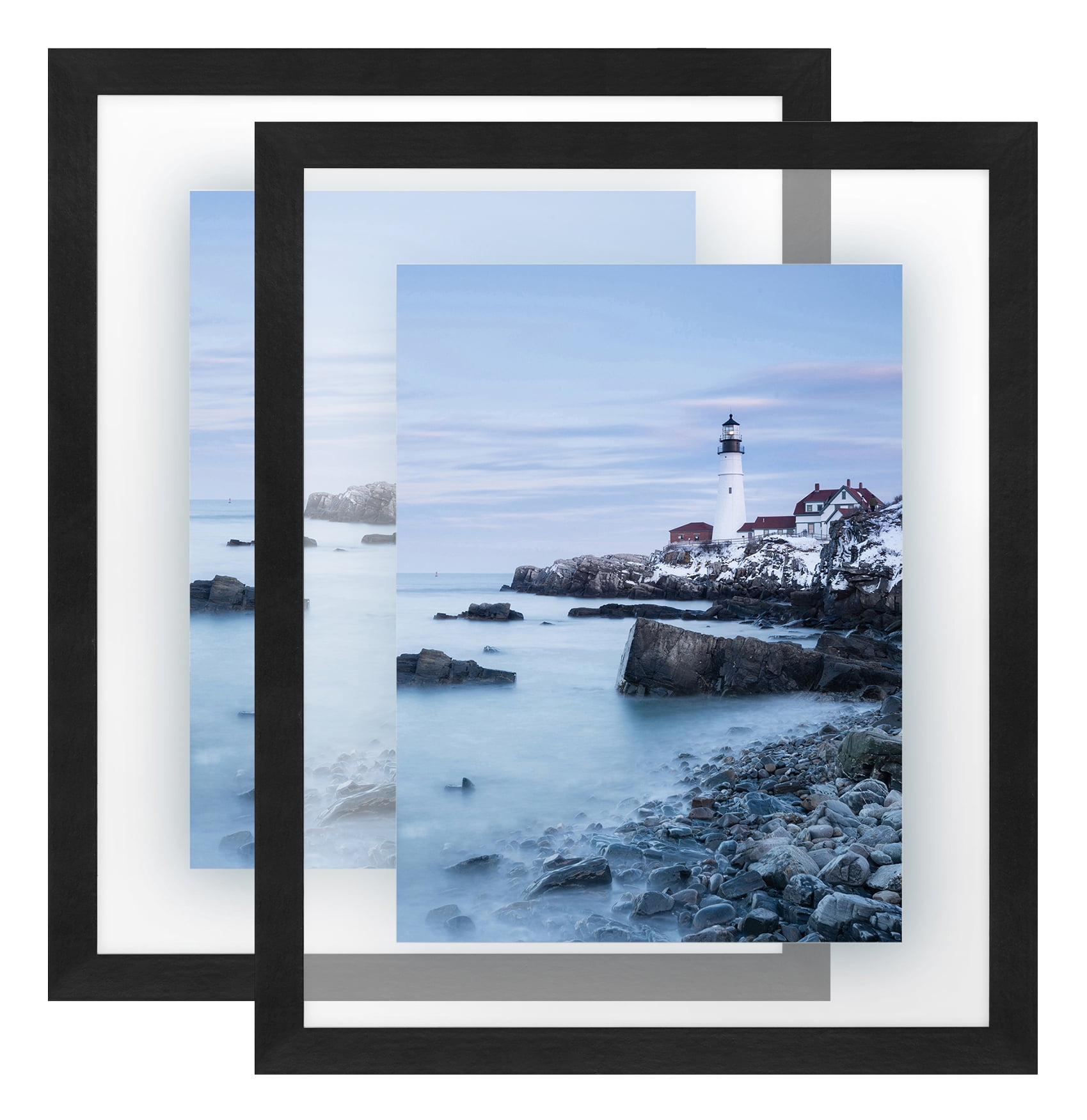 Americanflat 11x14 Floating Frame, MDF wood and polished glass ...