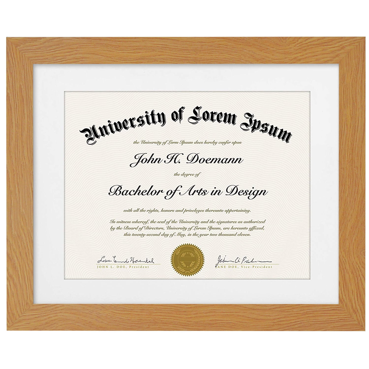 Americanflat 11x14 Oak Diploma Frame - Displays 8.5x11 Diplomas with ...