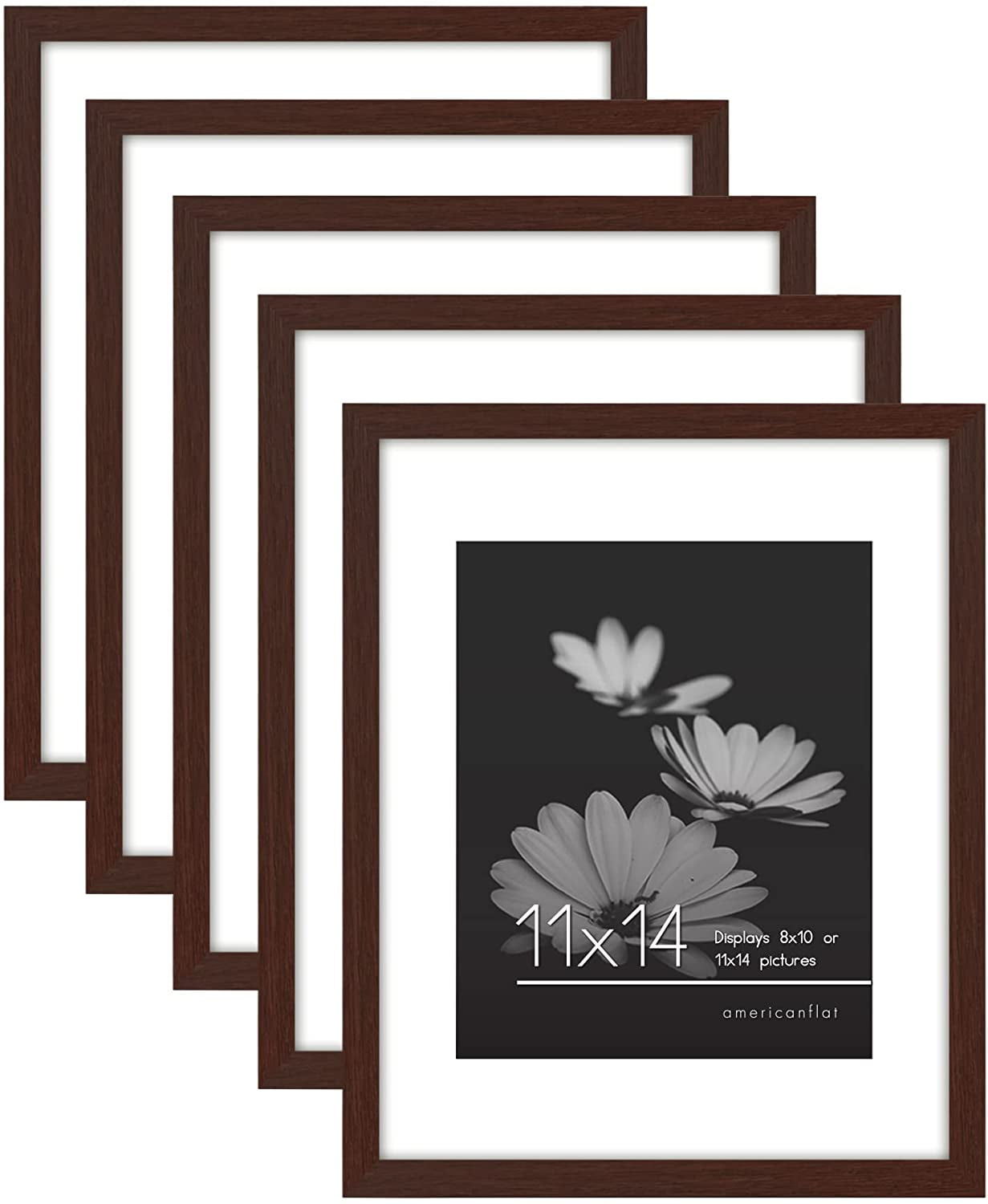 Americanflat 11x14 Picture Frame in Mahogany - Displays 8x10 With Mat ...