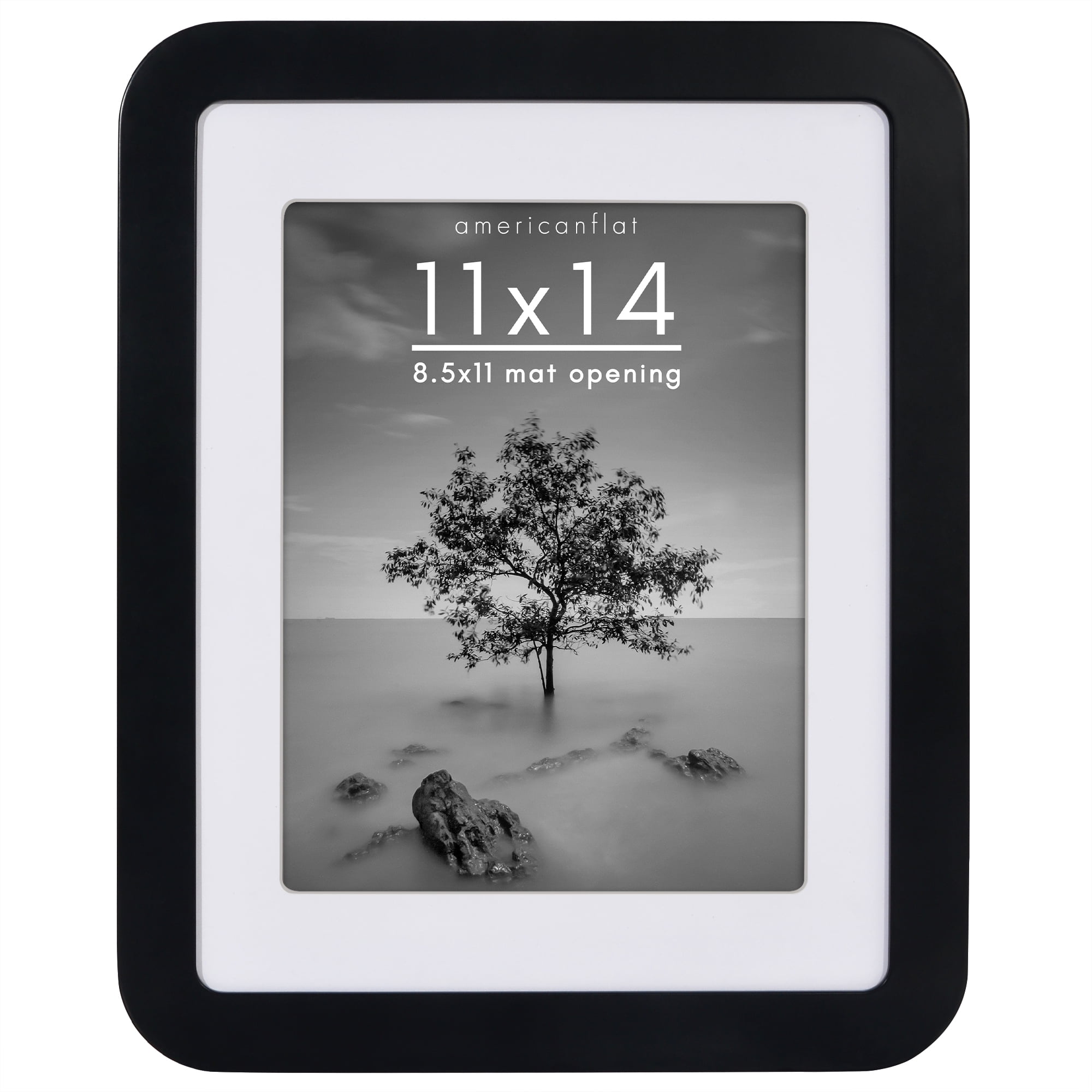 Americanflat 11x14 Picture Frame with Round Corners in Black - Use as 8 ...