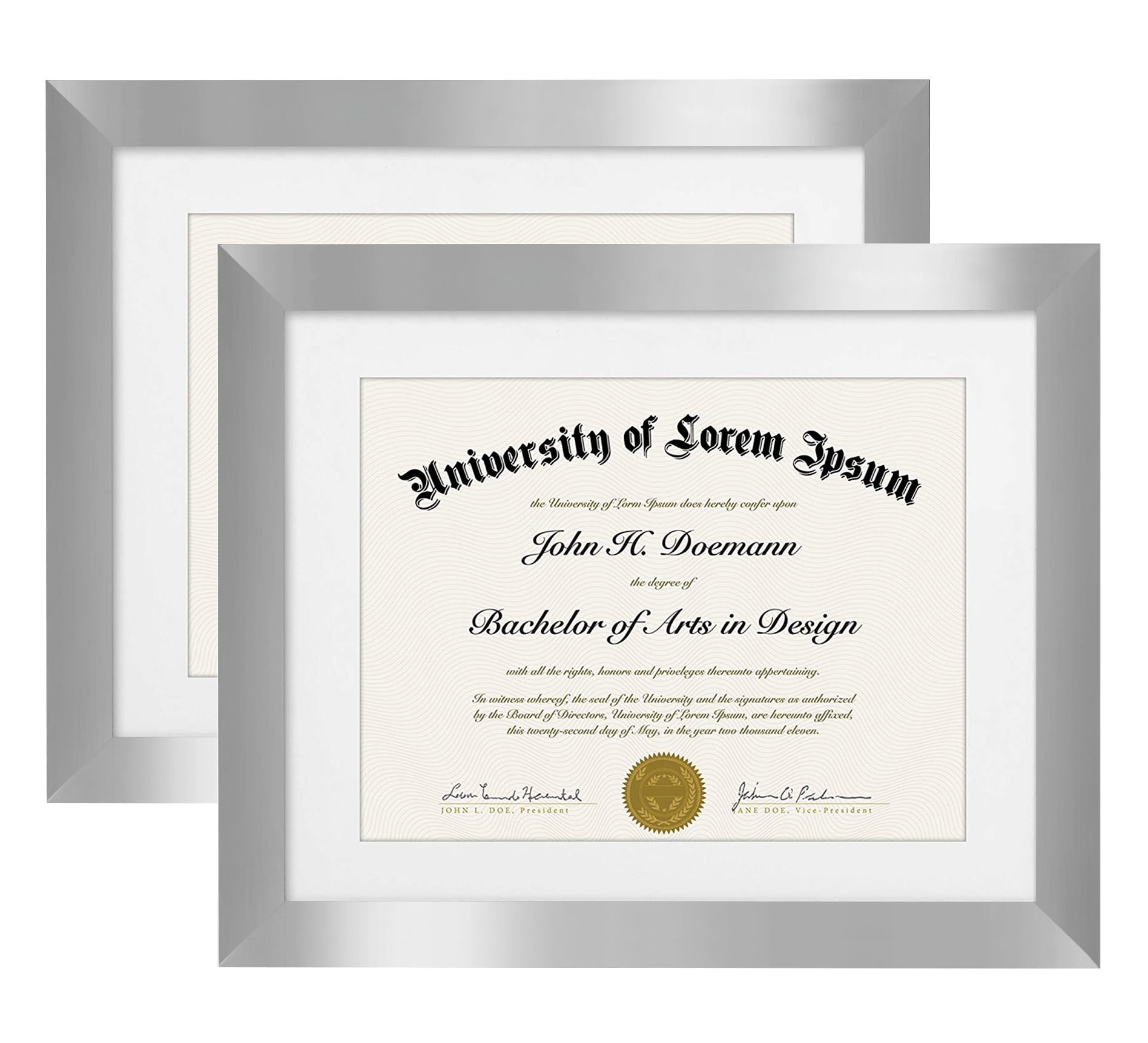 Americanflat 11x14 Silver Diploma Frame - Displays 8.5x11 Diplomas with ...