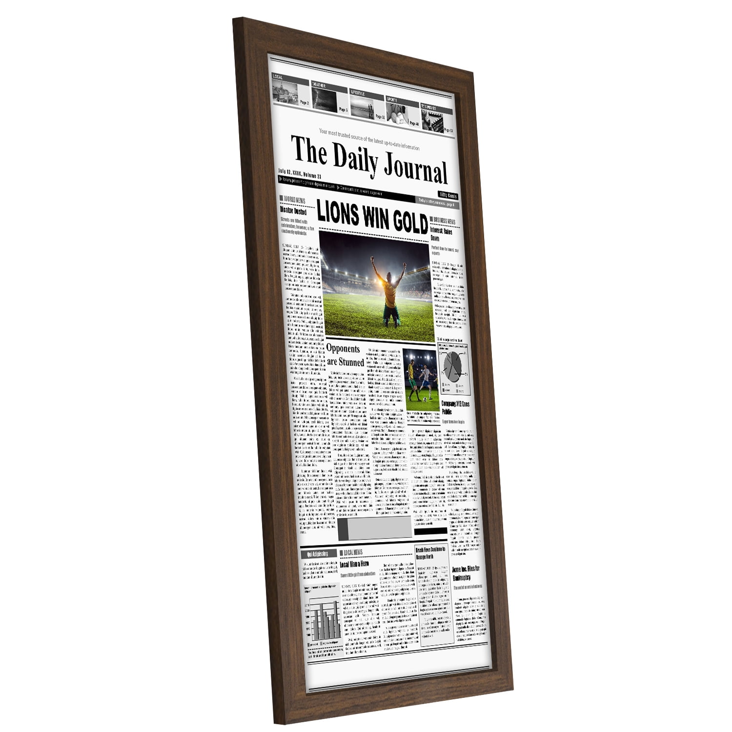 Americanflat 11x22 Walnut Newspaper Frame - Display Posters & Art ...