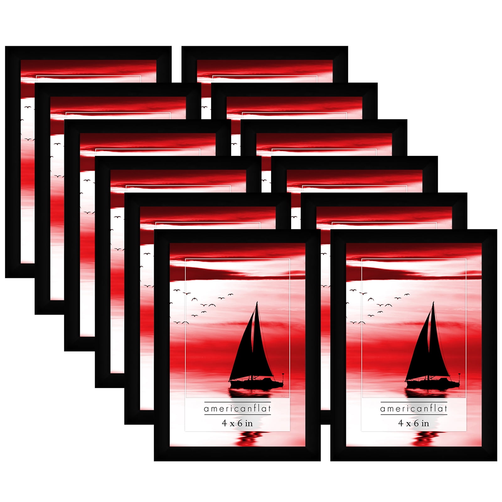 Free Shipping! Americanflat 12 Pack 4x6 Inch Black Picture Frames with ...