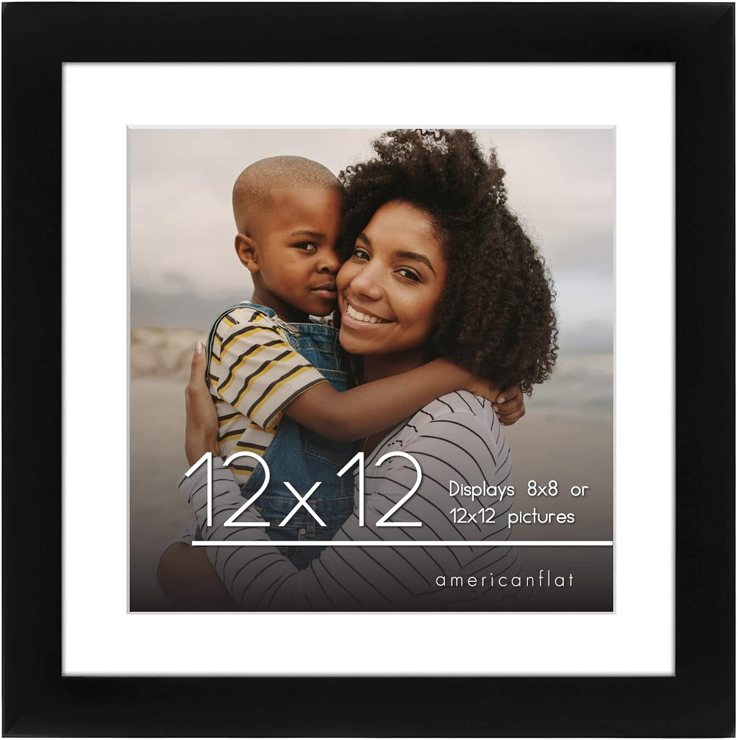 Americanflat 12x12 Picture Frame in Black - Use as 8x8 Picture Frame ...