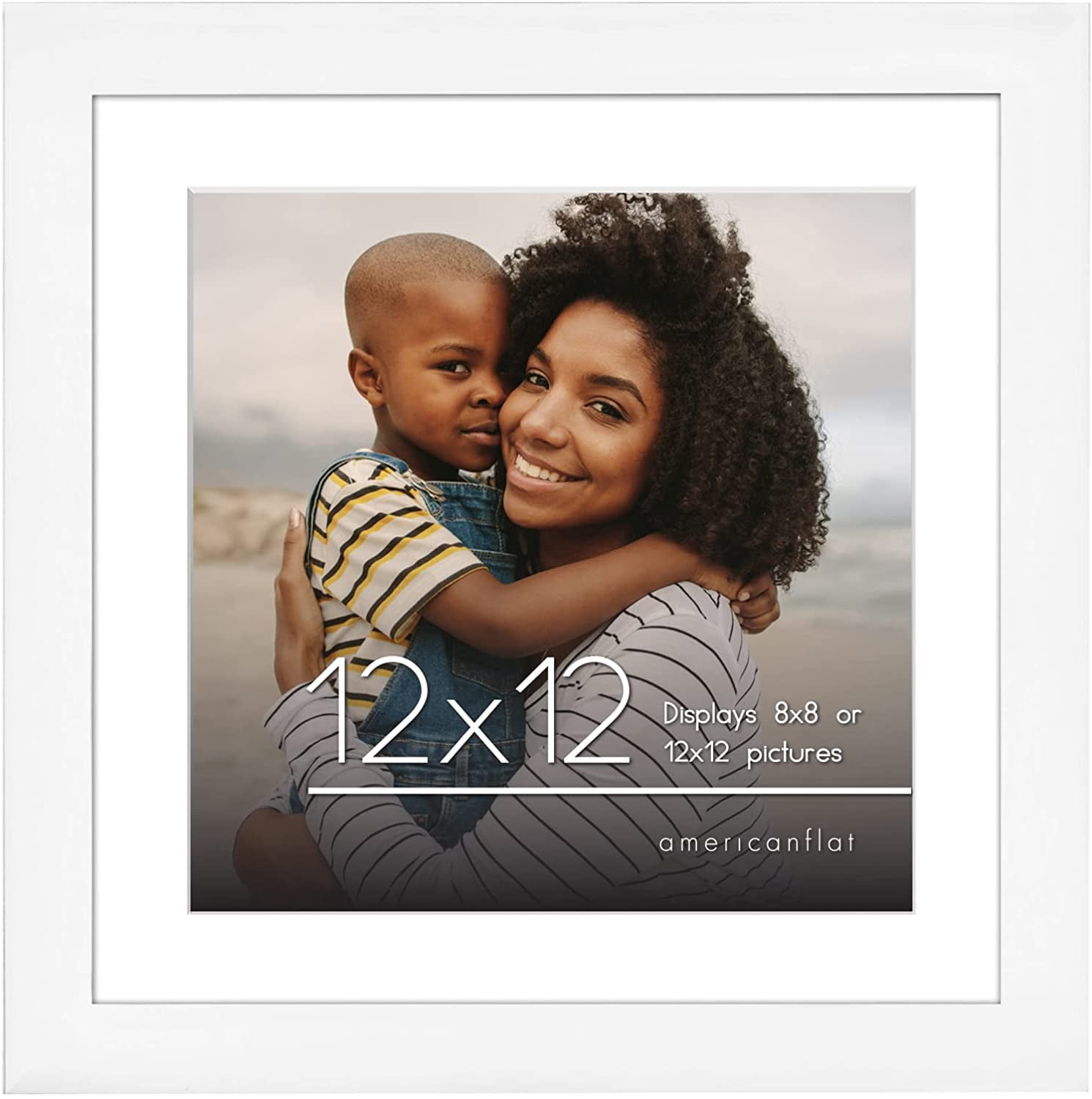 Americanflat 12x12 Picture Frame in White - Displays 8x8 With Mat and ...