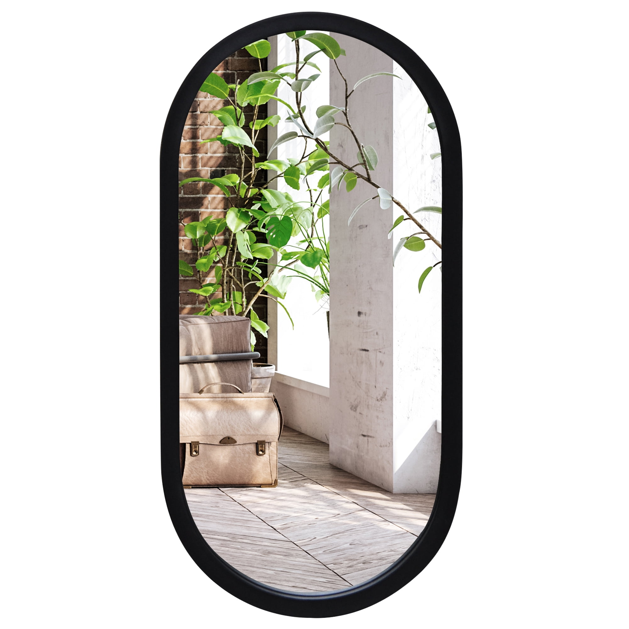 Americanflat 12 x 24 Black Living Room Bedroom Bathroom Oval Mirror ...