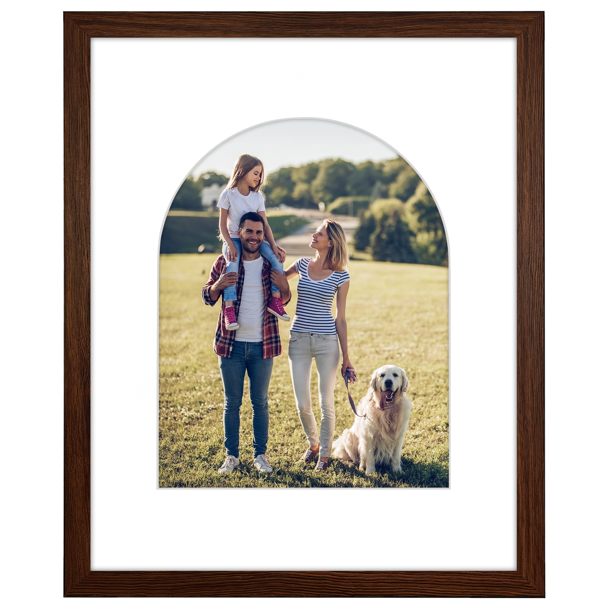 Americanflat 16x20 Picture Frame with Arch Mat Walnut Wood Wall Display ...