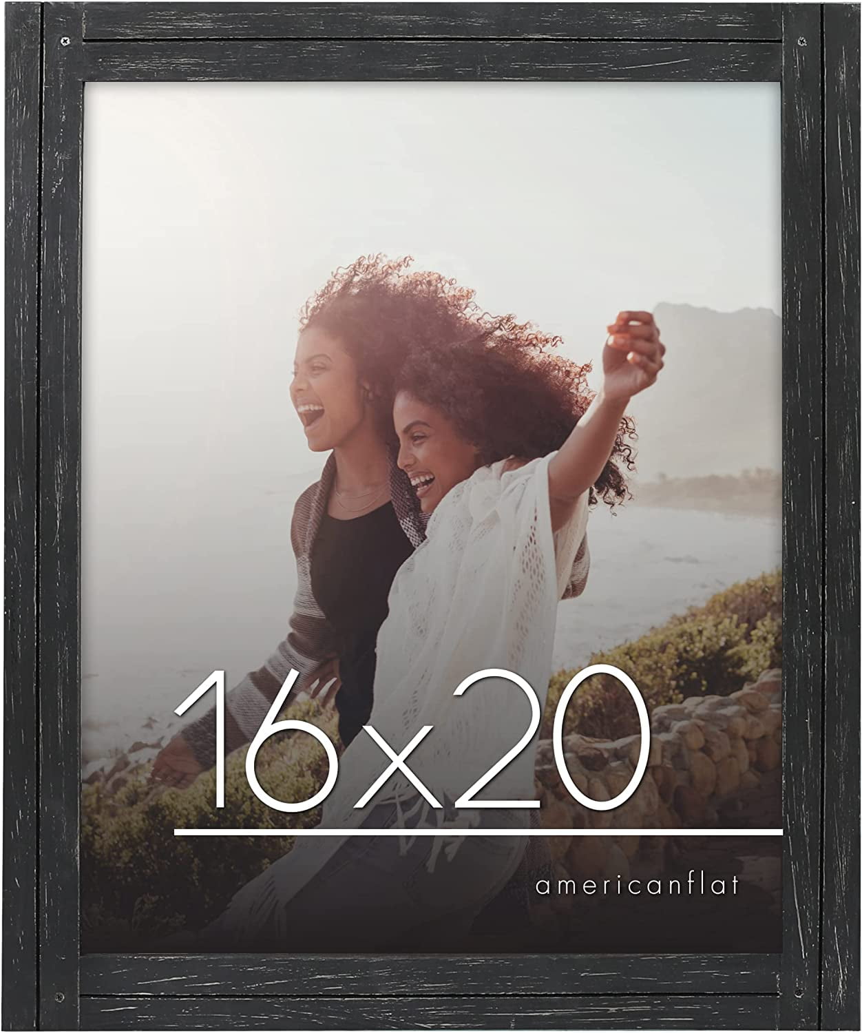 Free Shipping! Americanflat 16x20 Rustic Black Distressed Wood Picture ...