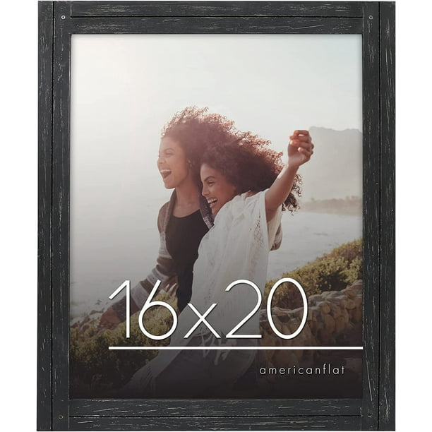 Americanflat 16x20 Rustic Picture Frame in Black with Textured Wood and ...