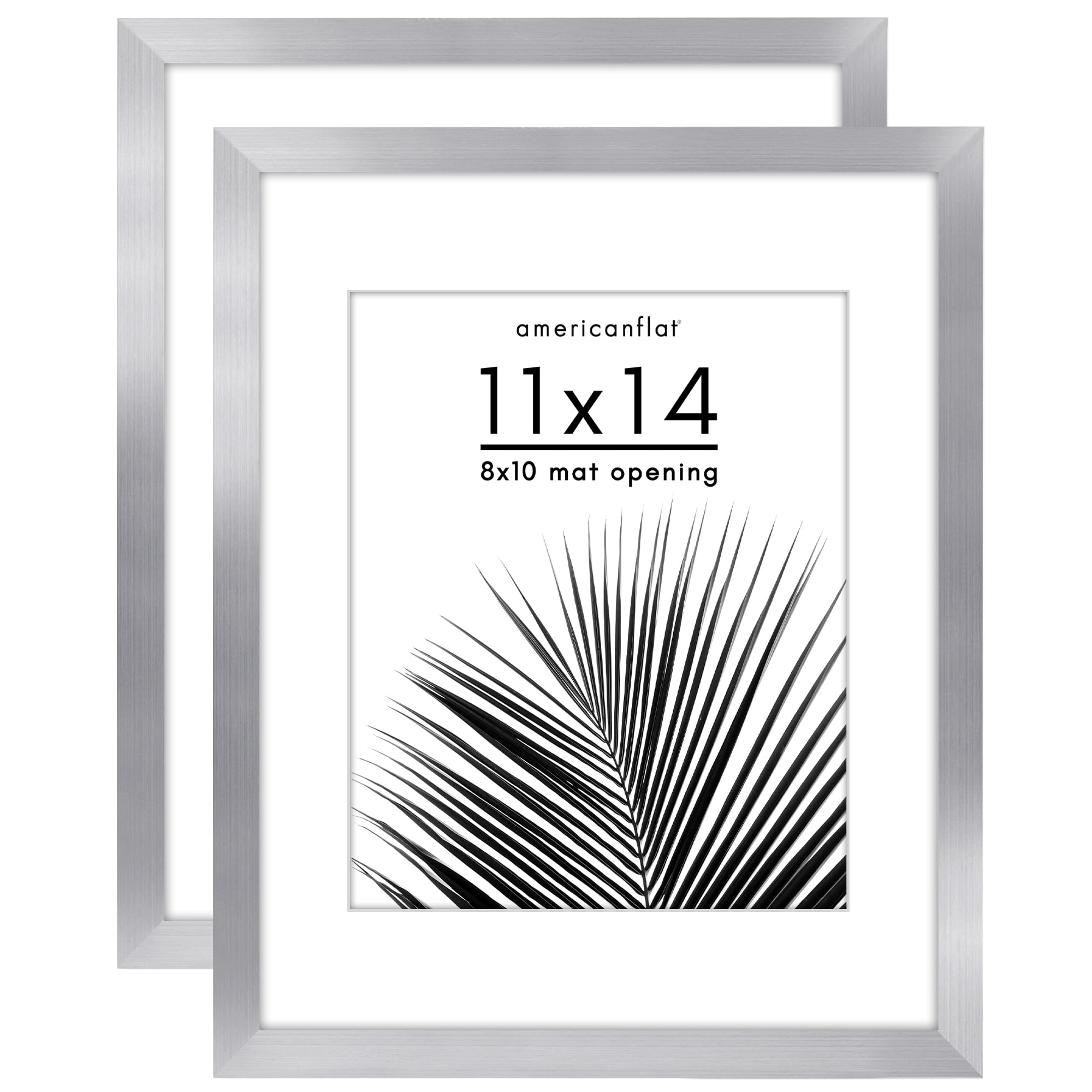 Americanflat 2 Pack of 11x14 Frames with 8x10 Mat - Plexiglass Cover - Silver - Walmart.com