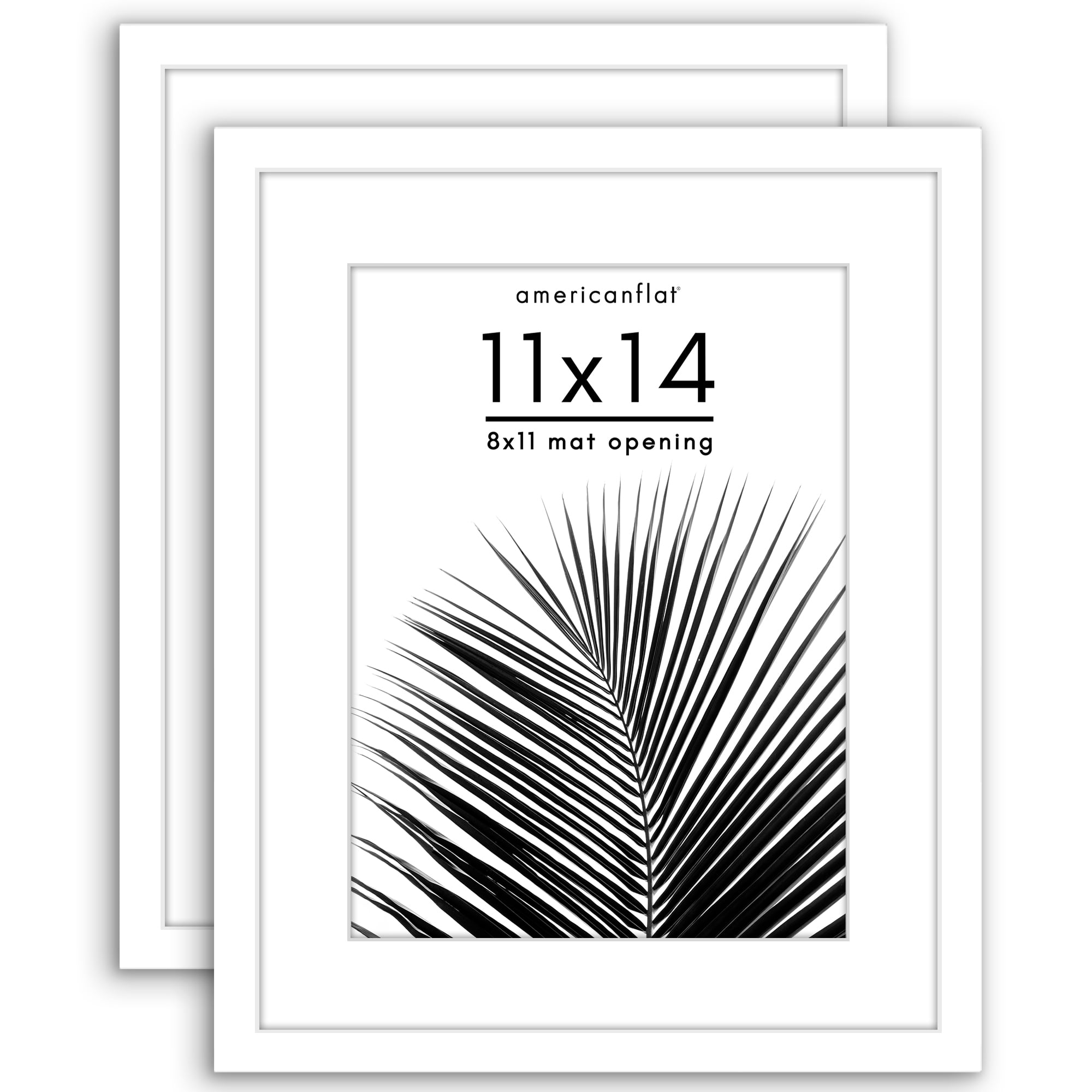 Americanflat 2 Pack 11x14 Frames with 8x11 Mat - Plexiglass Cover ...