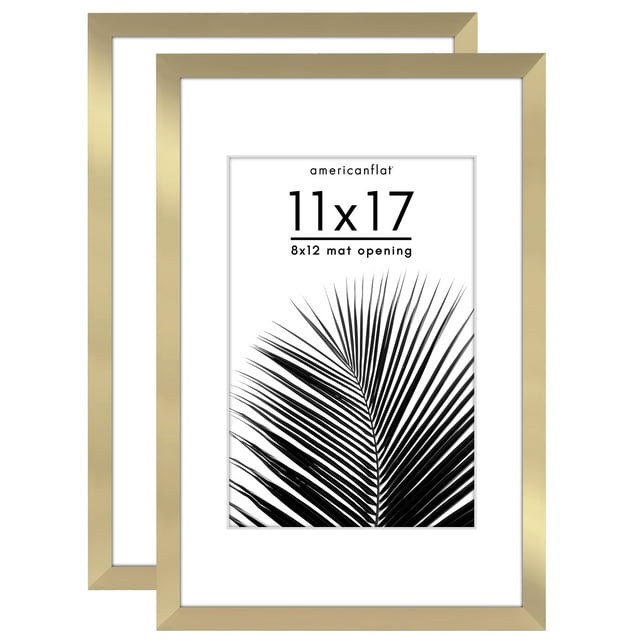 Americanflat 2 Pack 11x17 Frames - Gold Finish - Plexiglass - Walmart.com