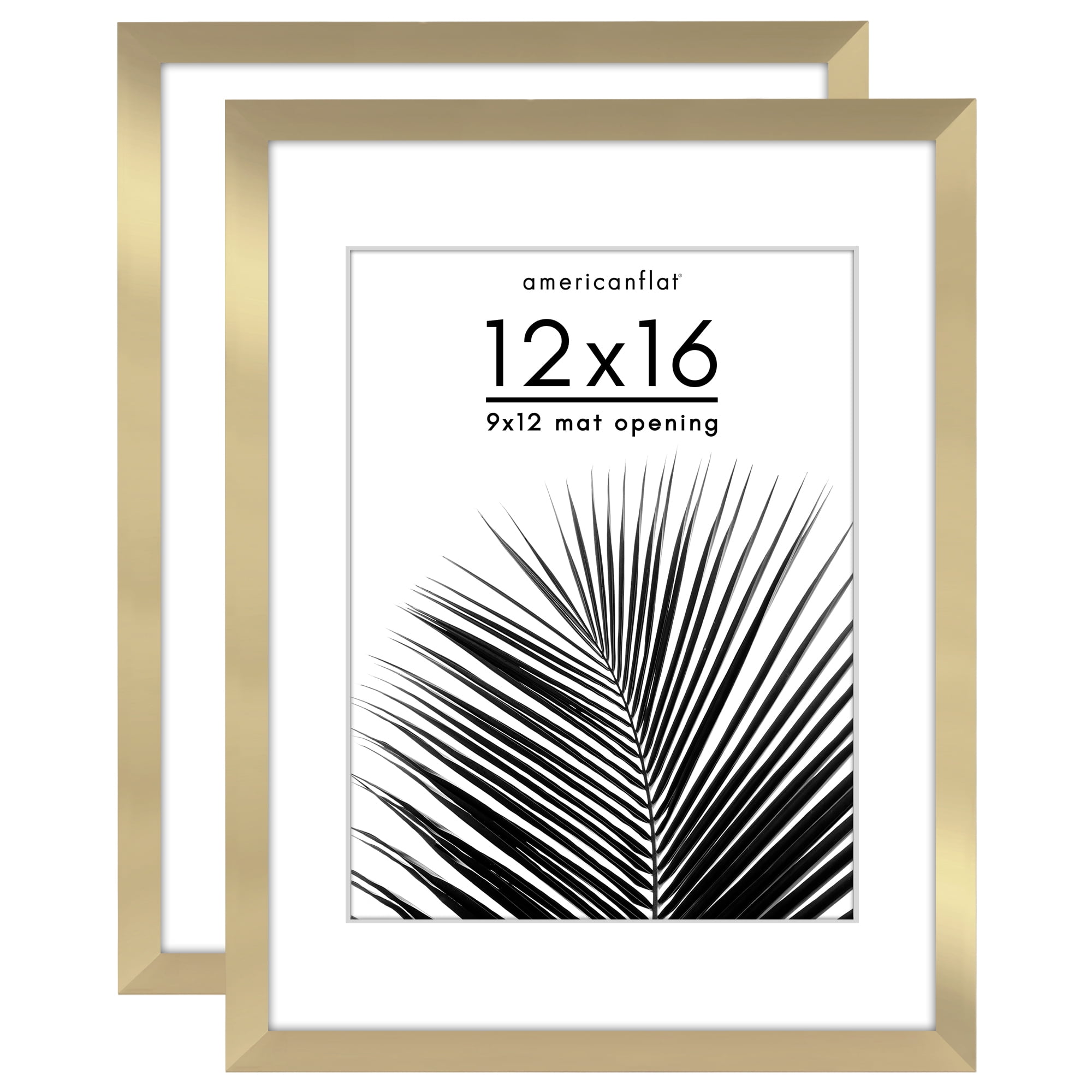 Americanflat 2 Pack 12x16 Picture Frames with 9x12 Mat - Plexiglass ...