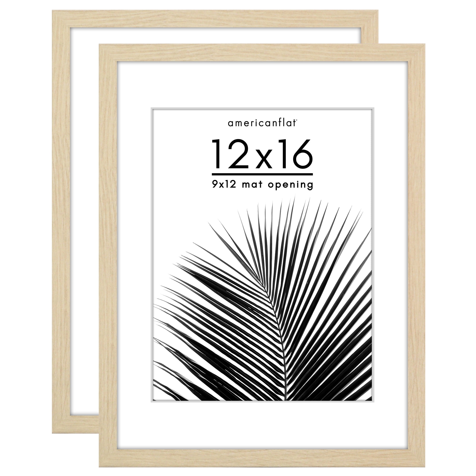 Americanflat 2 Pack of 12x16 Frames with 9x12 Mat - Plexiglass Cover ...