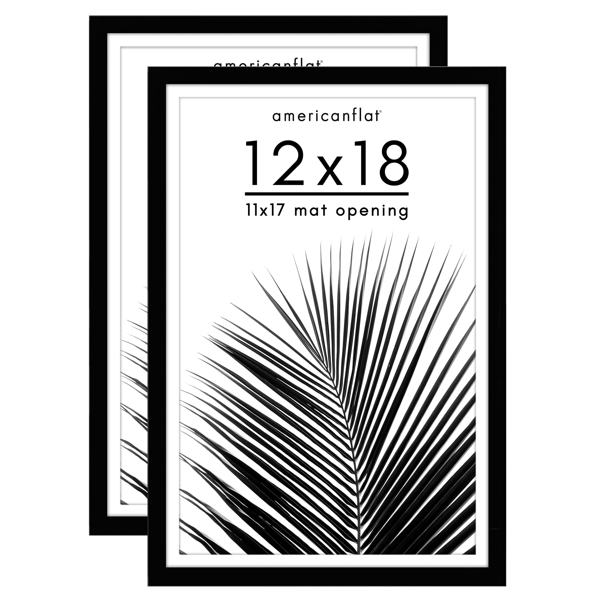 Americanflat 2 Pack of 12x18 Frames with 11x17 Mat - Plexiglass Cover ...