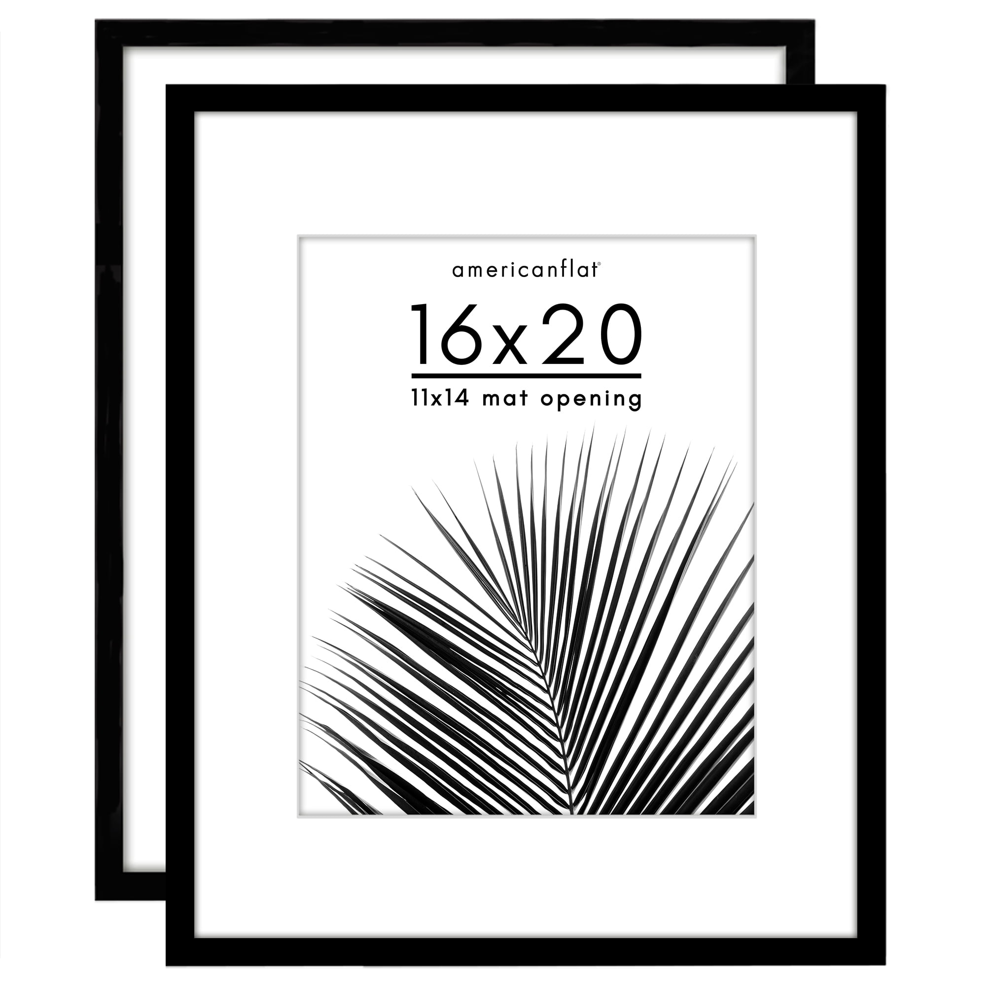 Americanflat 2 Pack 16x20 Picture Frames with 11x14 Mat - Plexiglass ...