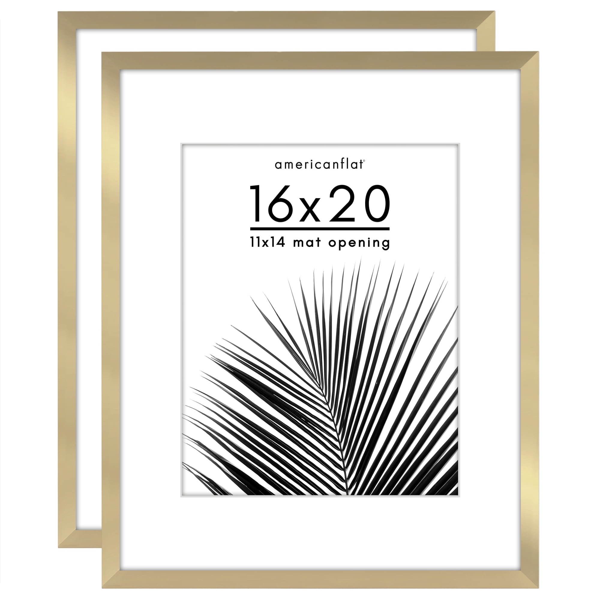 Americanflat 2 Pack 16x20 Frames with 11x14 Mat - Plexiglass Cover ...