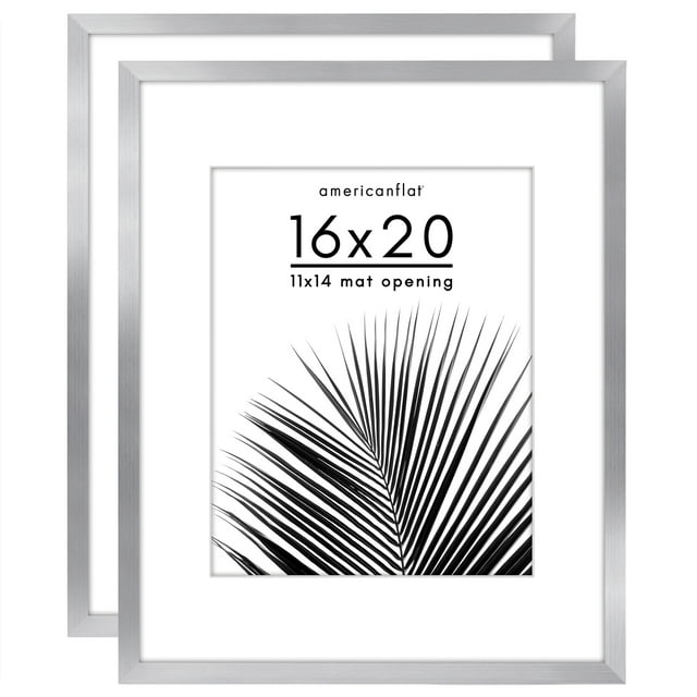 Americanflat 2 Pack 16x20 Picture Frames with 11x14 Mat - Plexiglass ...