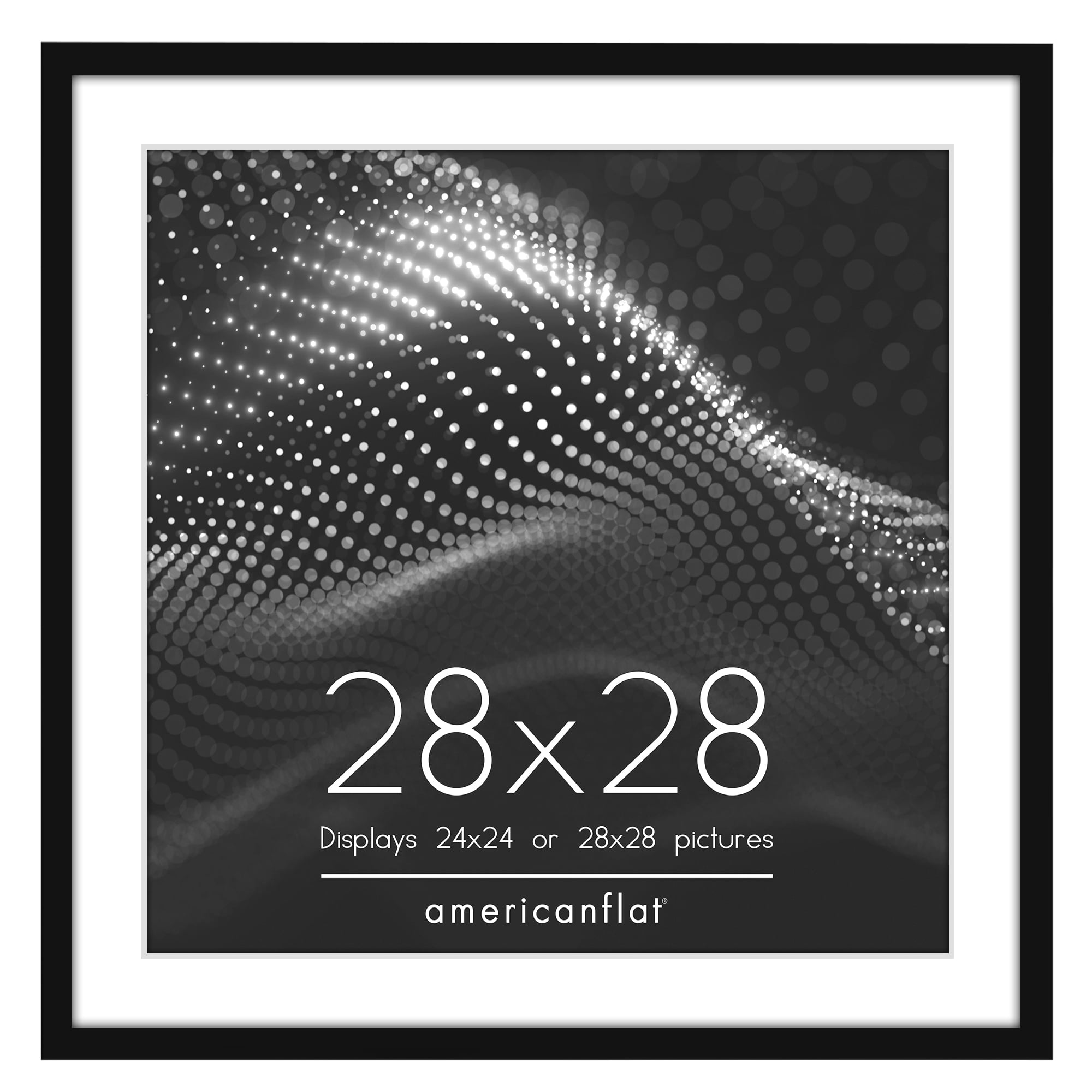 Americanflat 28x28 Black Poster Frame with Mat for 24x24 Photos and ...