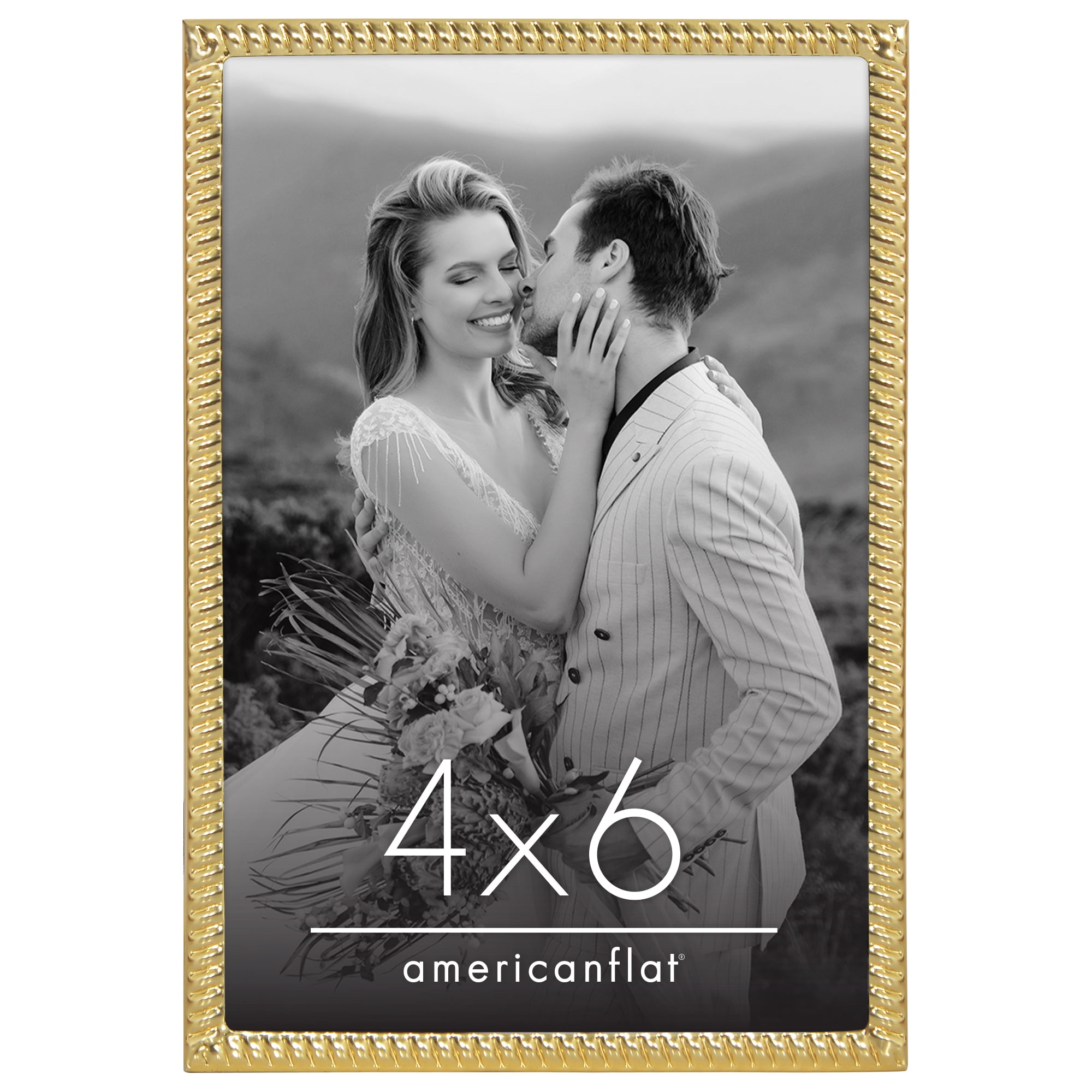 Americanflat 4x6 Picture Frame with Shatter-Resistant Glass Metal Rope ...