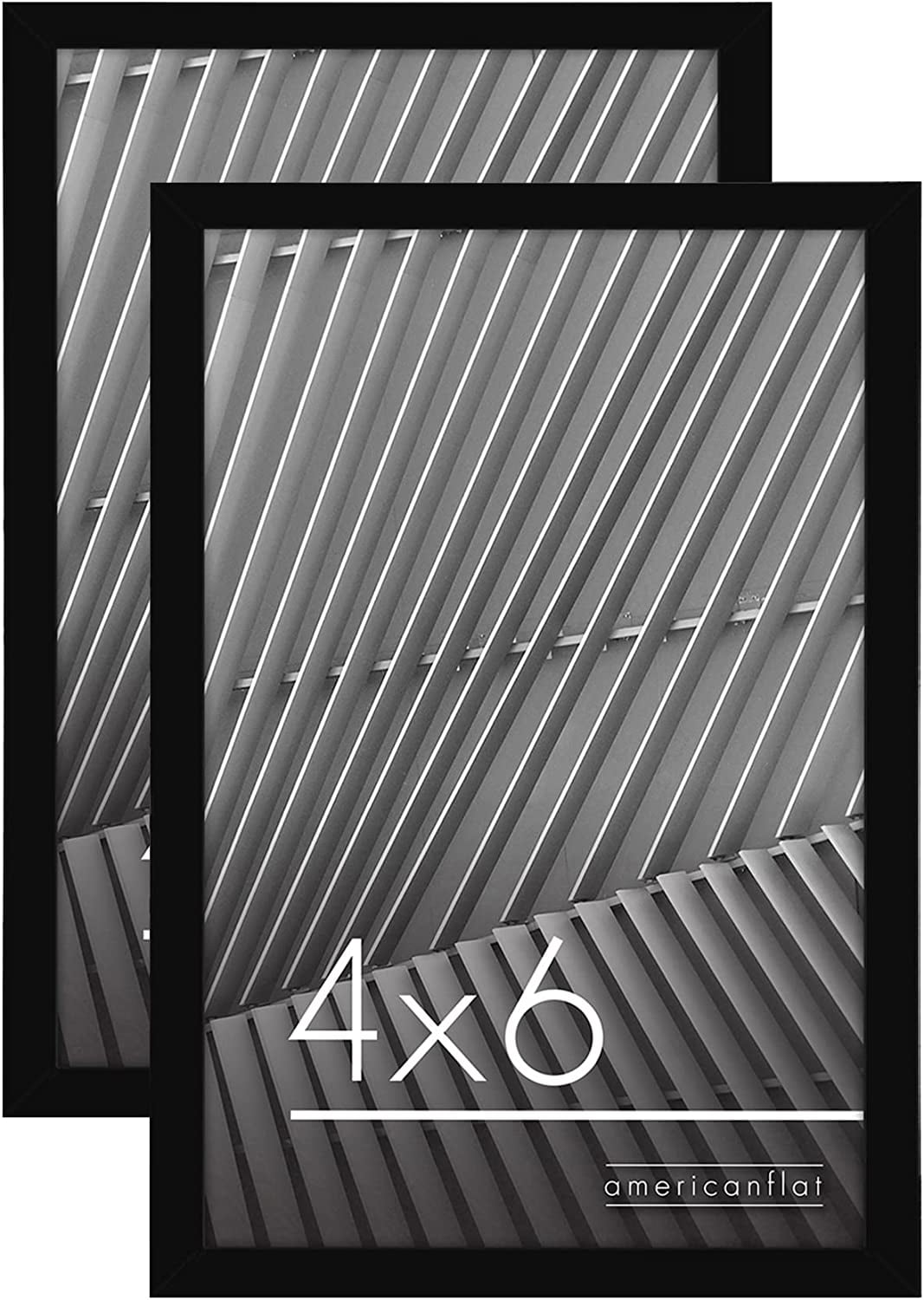 Americanflat 4x6 Picture Frame 2 Pack in Black with Polished Plexiglass - Thin Border 4 X 6 Inch ...