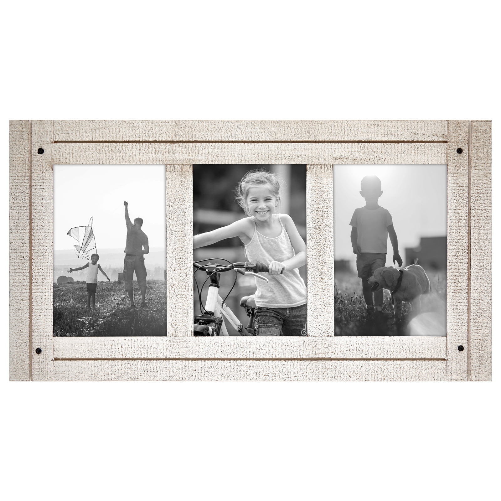 Americanflat 4x6 Triple Picture Frame in White - Distressed Wood ...