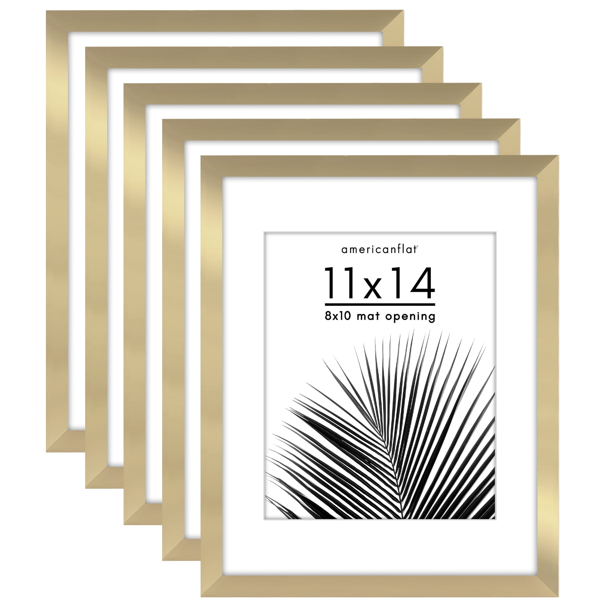 Americanflat 5 Pack 11x14 Frames with 8x10 Mat - Plexiglass Cover ...