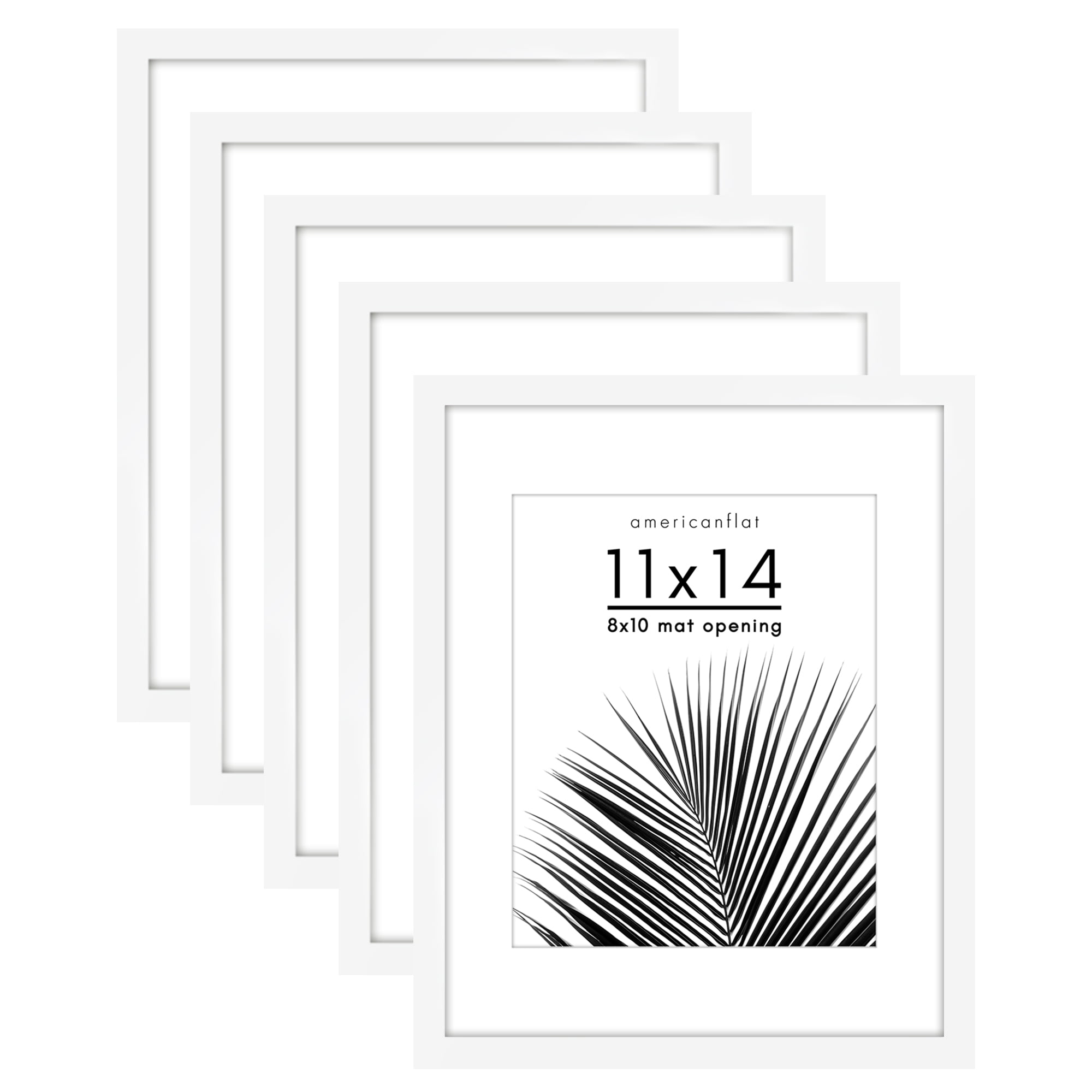 Americanflat 5 11x14 Frames - 8x10 Mat - White - Walmart.com