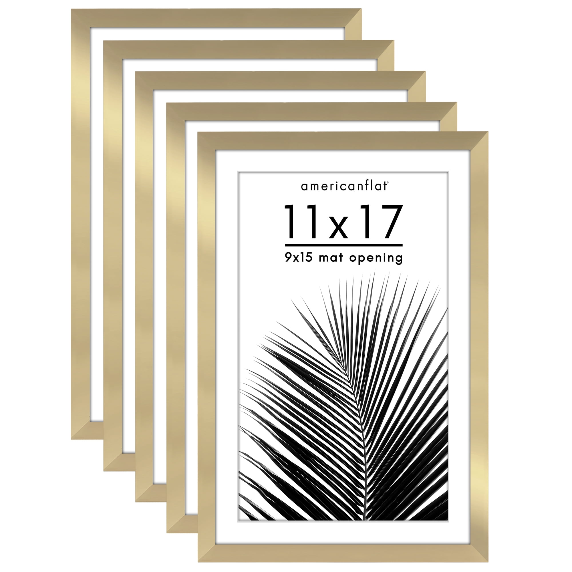 Americanflat 5 Pack of 11x17 Frames with 9x15 Mat - Plexiglass Cover ...